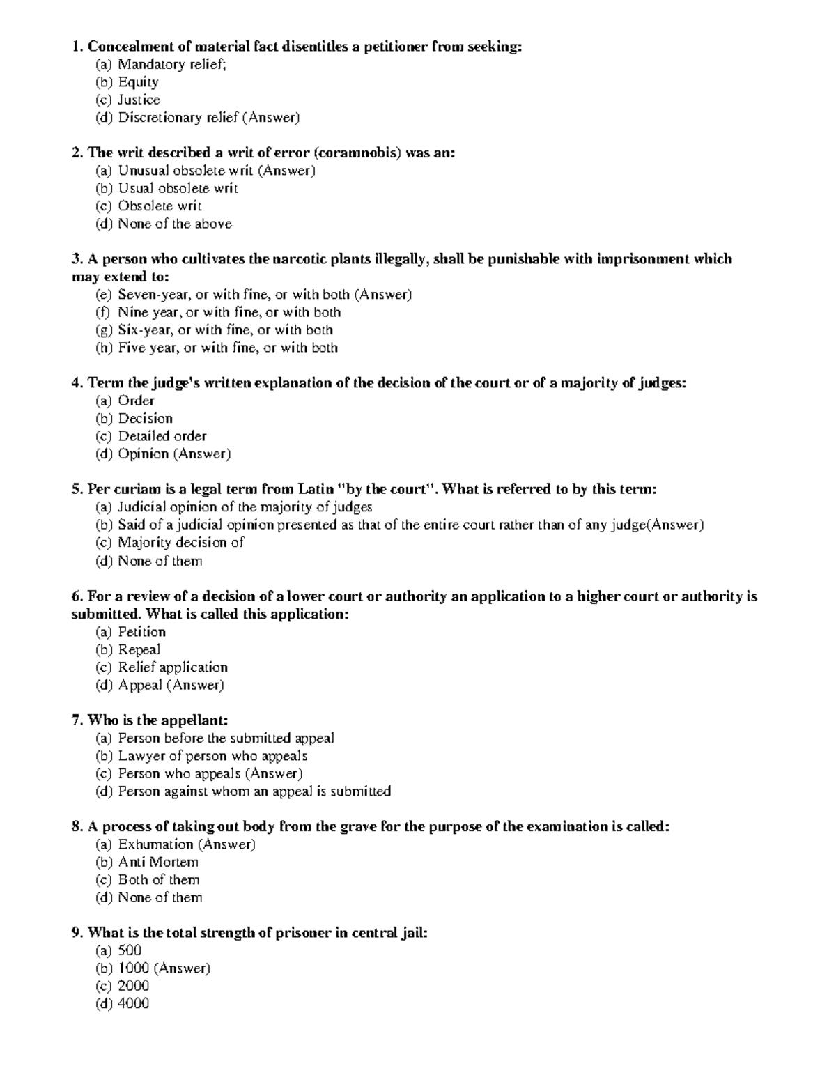 600+ MCQs - LAW GAT PAST Papers - Concealment of material fact ...
