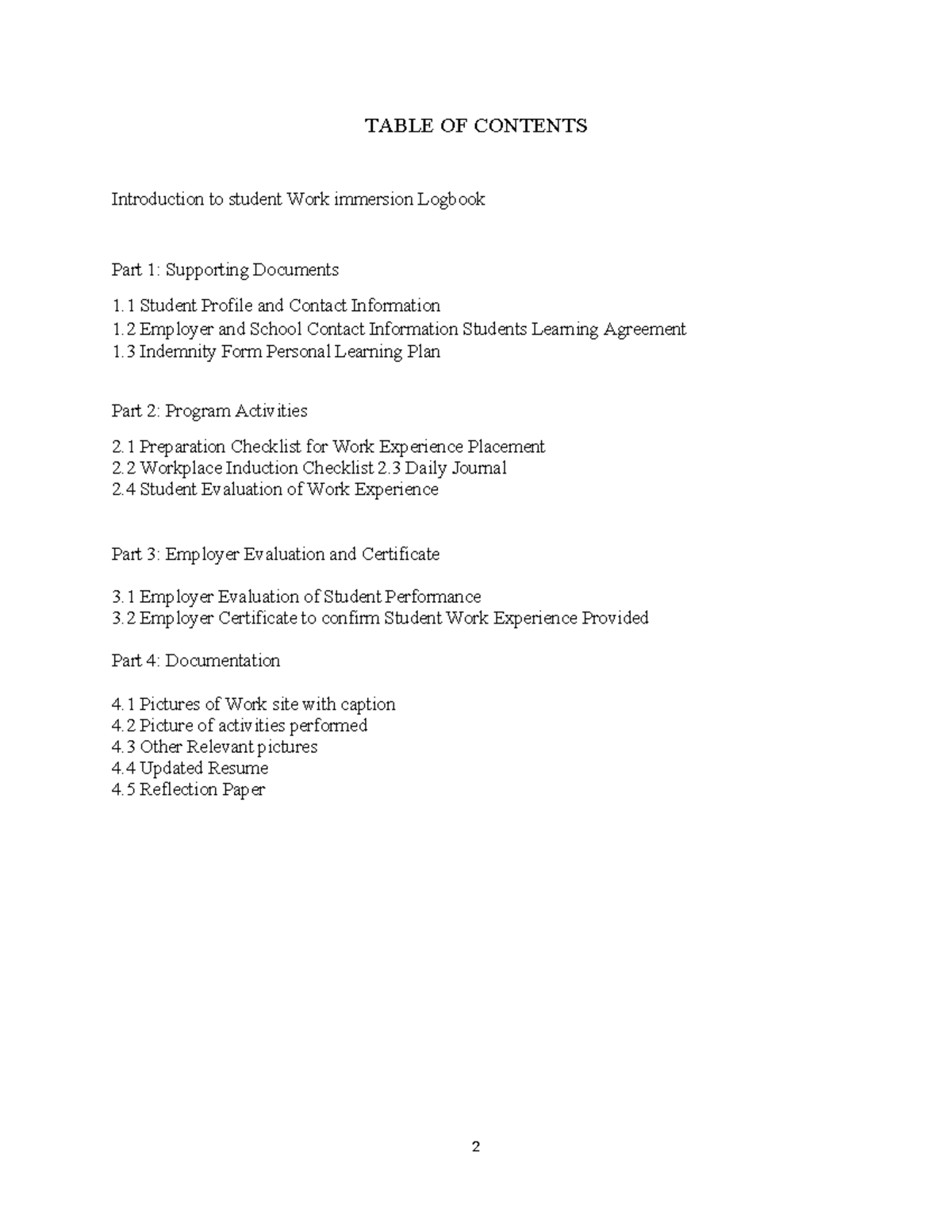 WOrk-Immersion-Portfolio - TABLE OF CONTENTS Introduction to student ...