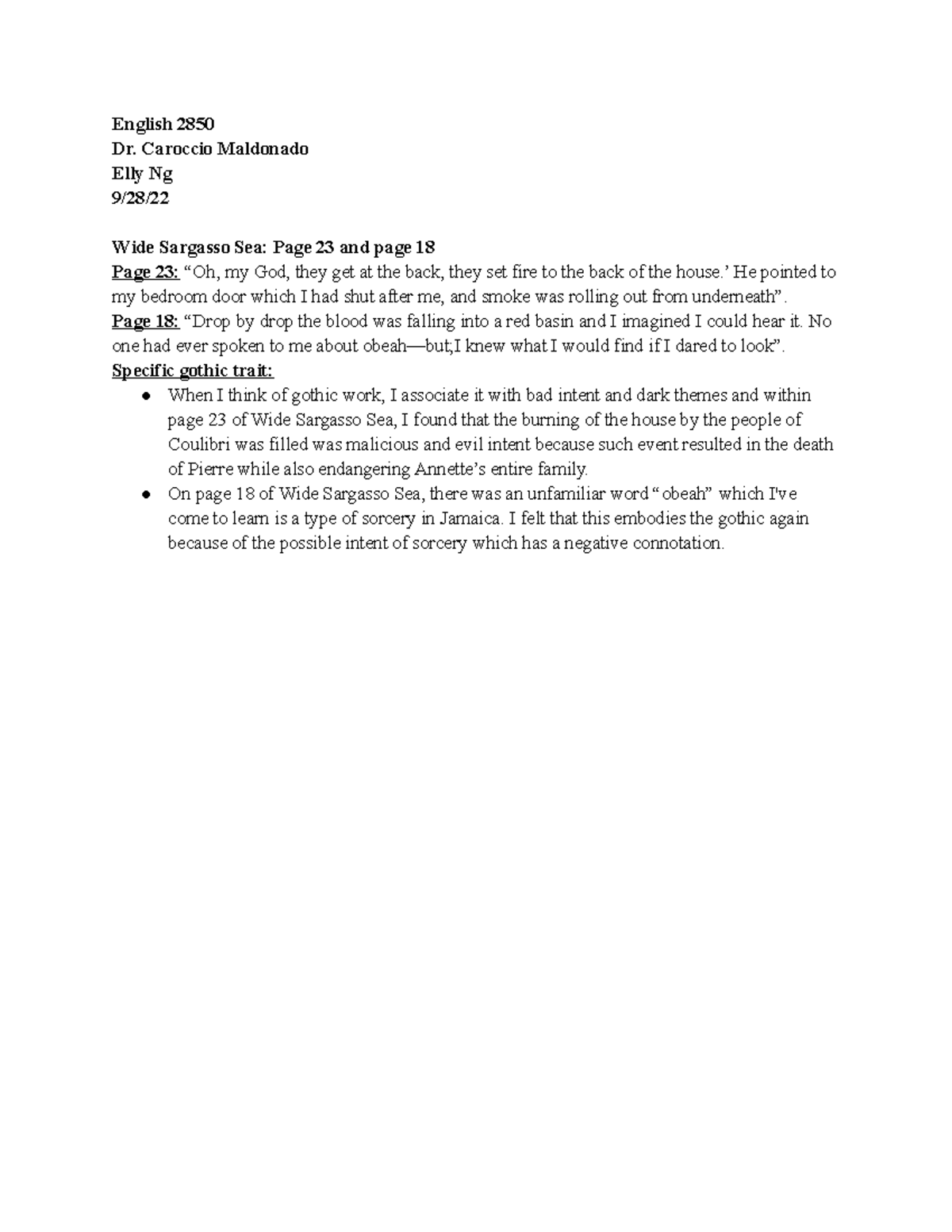 Elly Ng Gothic passage September 28 In-class activity - English 2850 Dr ...