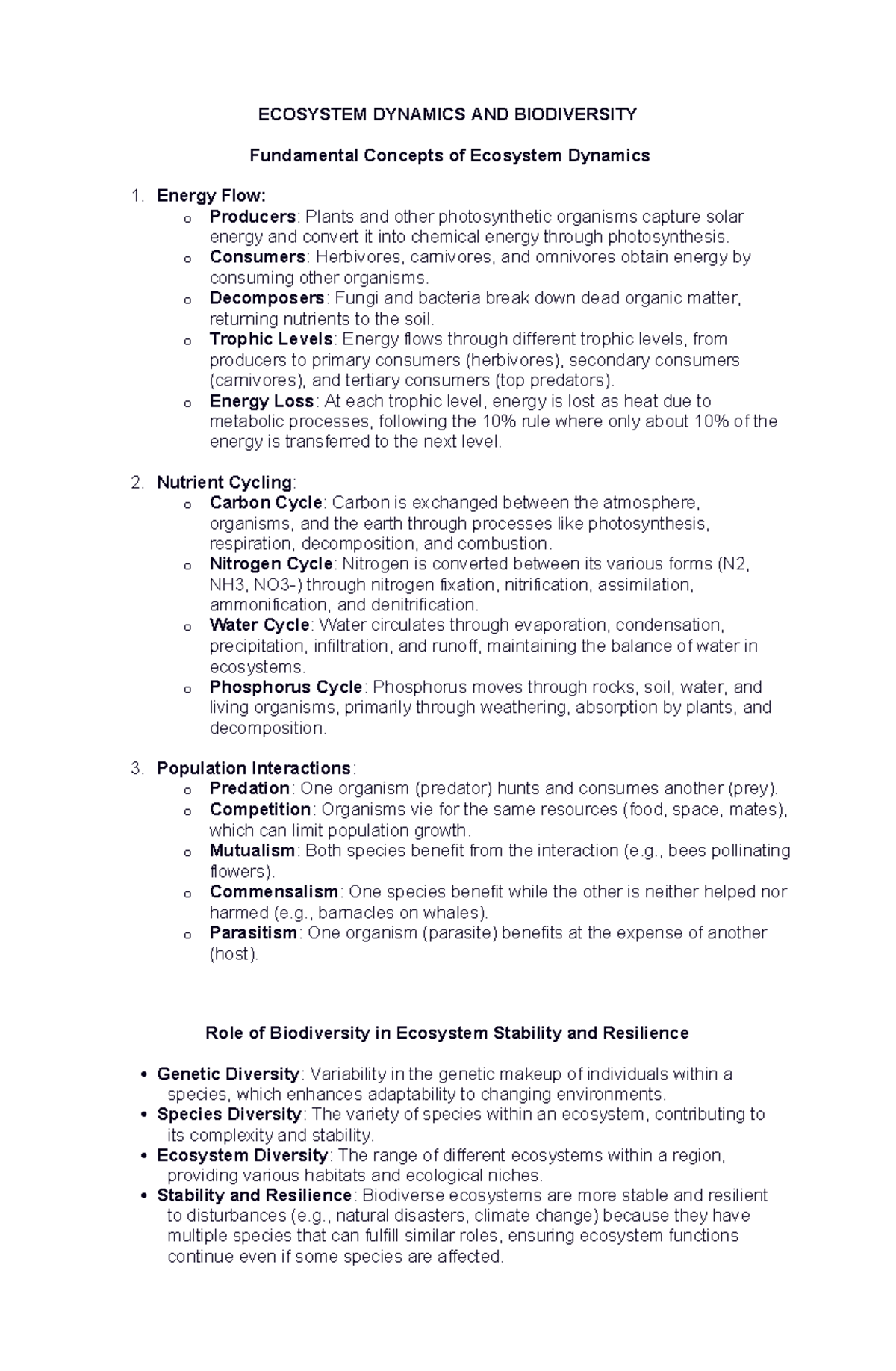 MST- Lesson 2 - ECOSYSTEM DYNAMICS AND BIODIVERSITY Fundamental ...