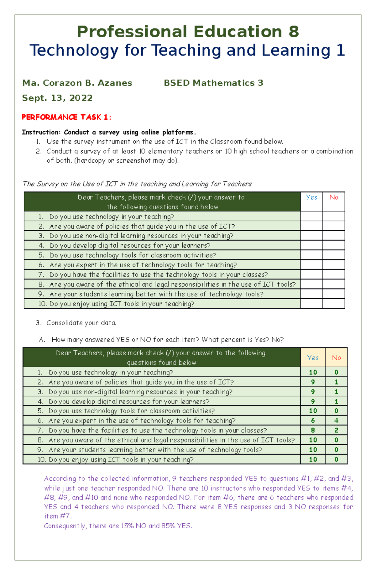 Performance TASK 1 Prof ed 8 Azanes - Professional Education 8 ...