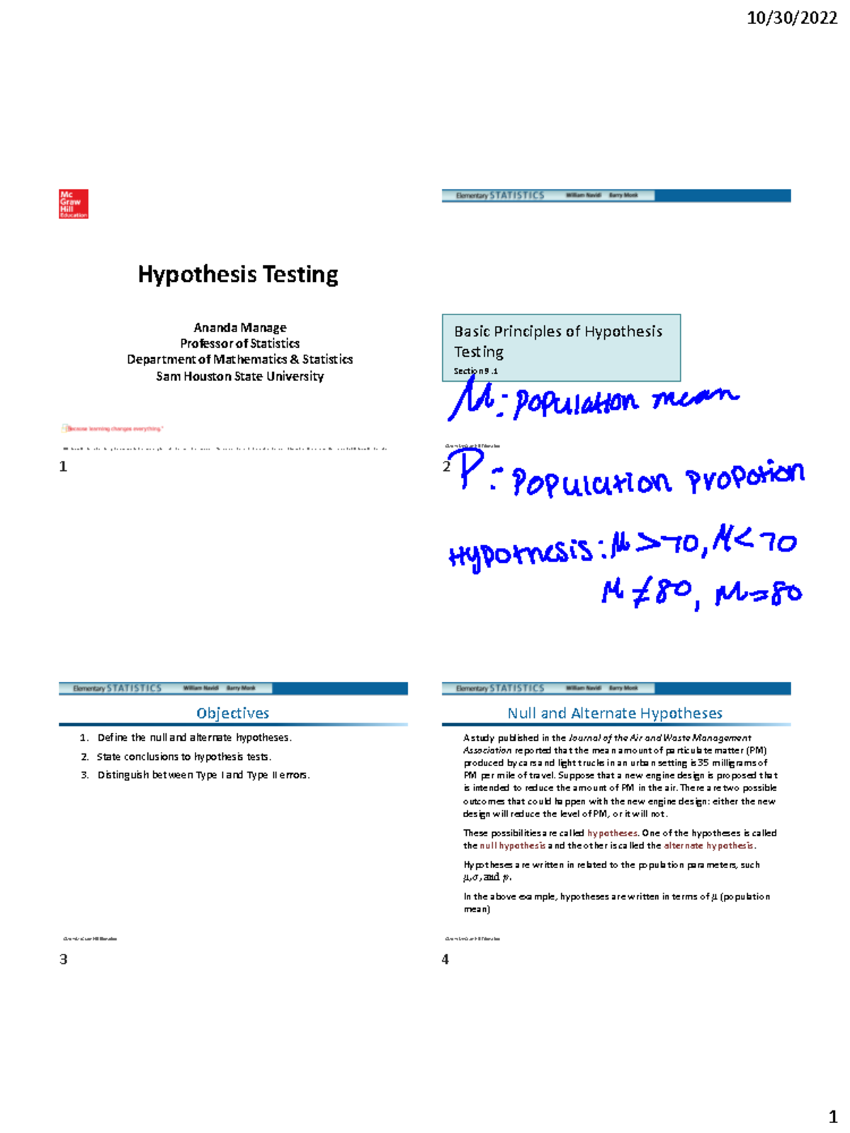 Ch. 9-stat - Lecture notes - ©McGraw-Hill Education. All rights ...