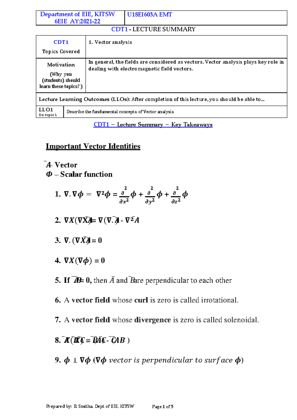 L1 EMT Summary 2022 - Very important - 6EIE AY:2021- EMTL CDT1 ...