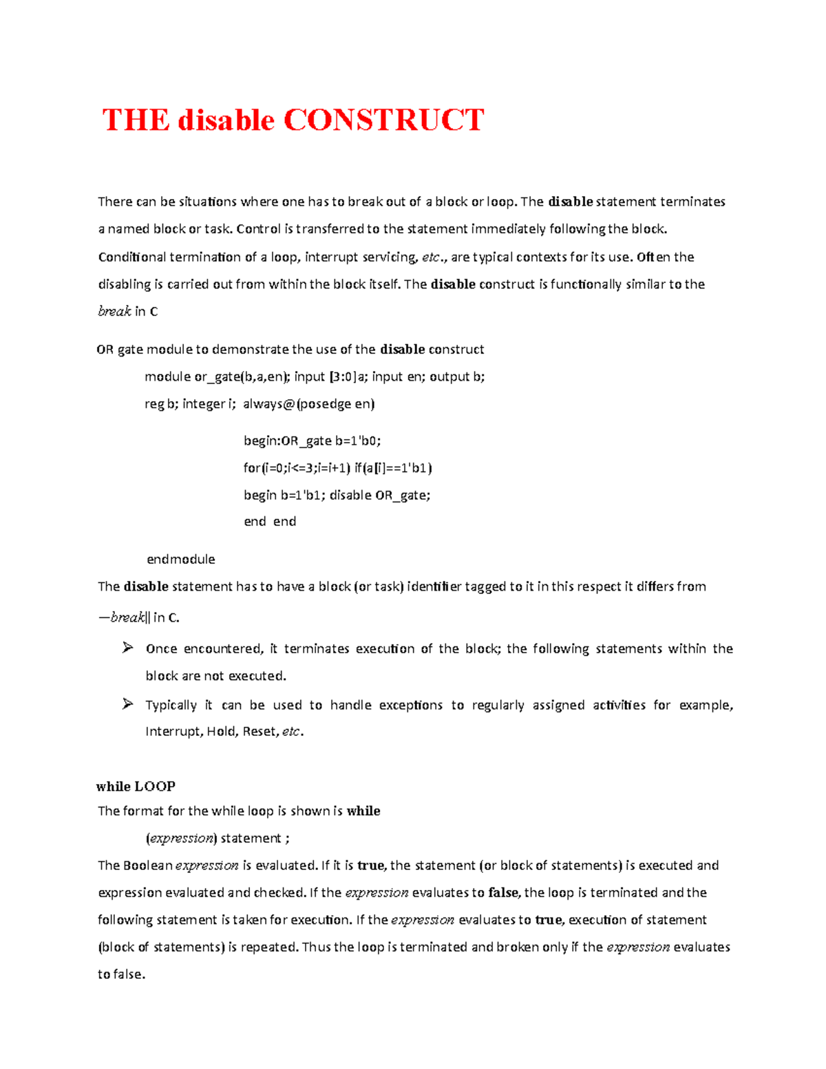 THE disable Construct - THE disable CONSTRUCT There can be situations ...