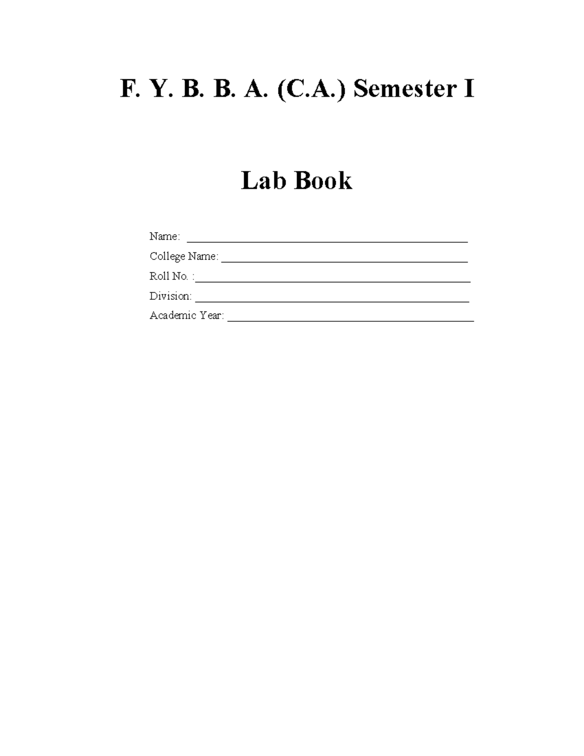 C Prog PPA Labbook - F. Y. B. B. A. (C.) Semester I Lab Book Name: - Studocu