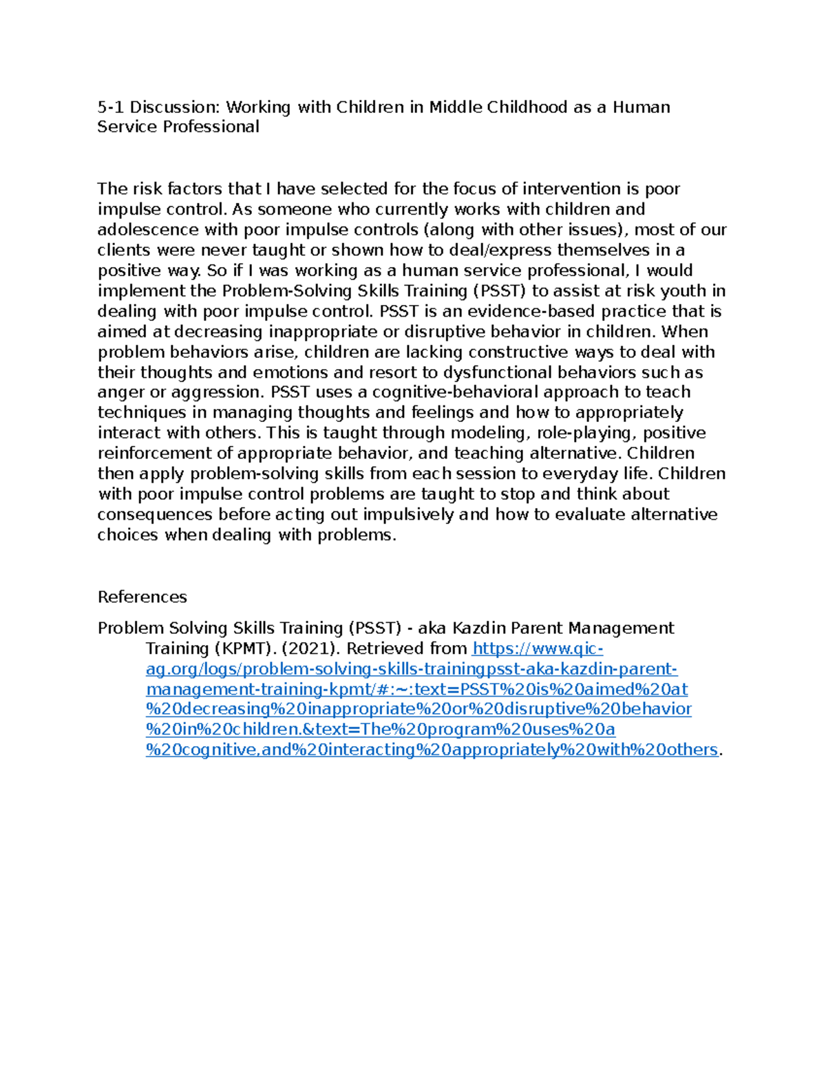 5-1 Discussion Working with Children in Middle Childhood as a Human ...