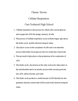 Pogil- Cellular Respiration Practice Questions - an overview - Cellular ...