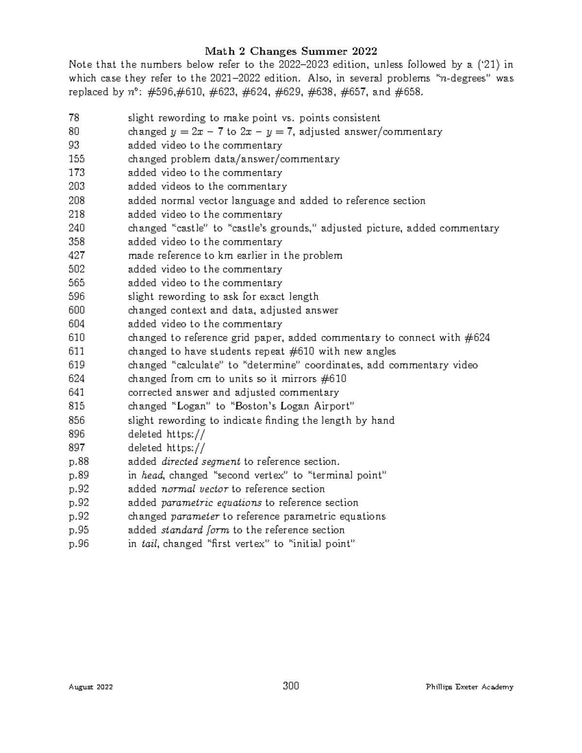 Math2 2022 Changes - math - Math 2 Changes Summer 2022 Note that the ...