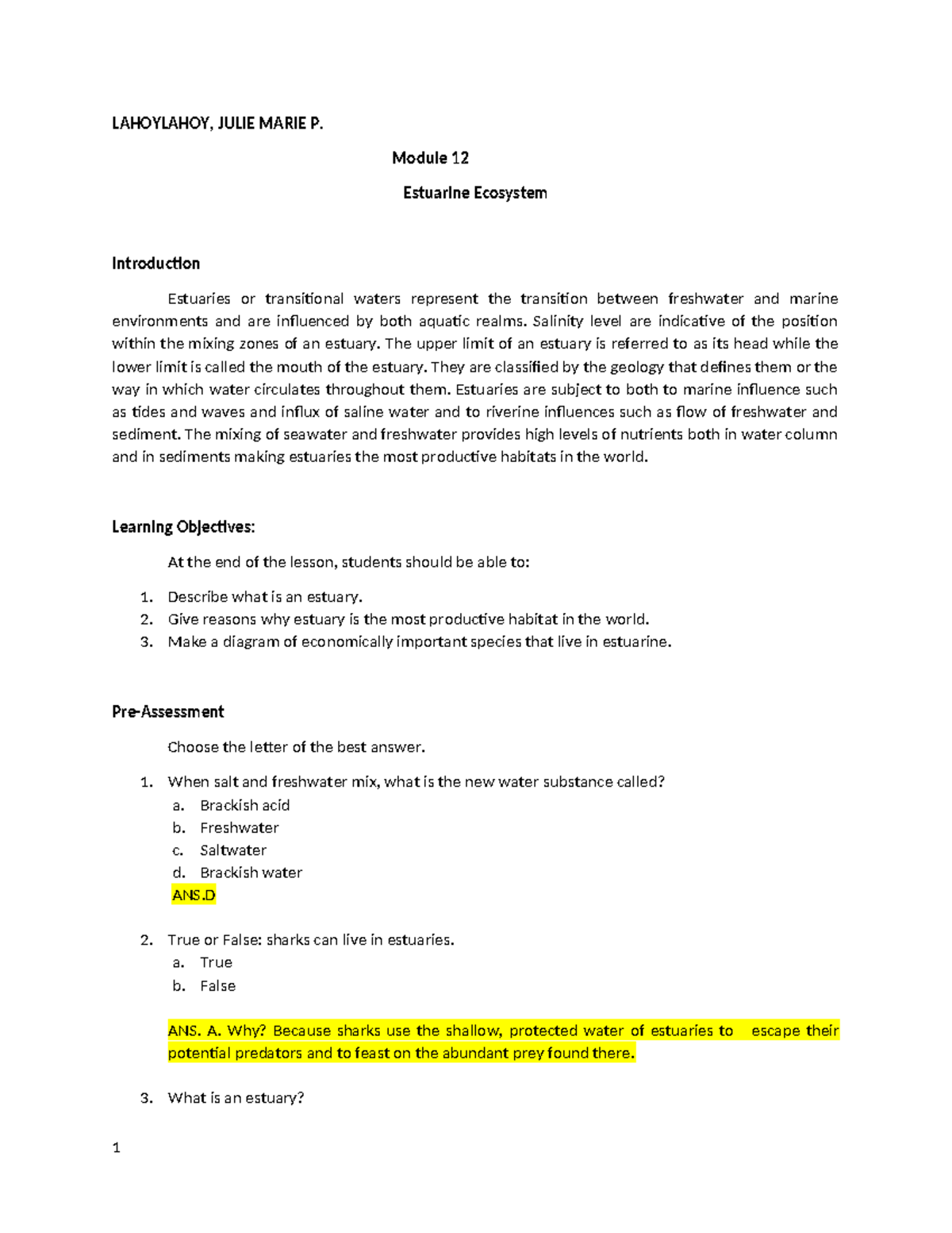 12Module-in-Environmental-Science-1 - LAHOYLAHOY, JULIE MARIE P. Module ...