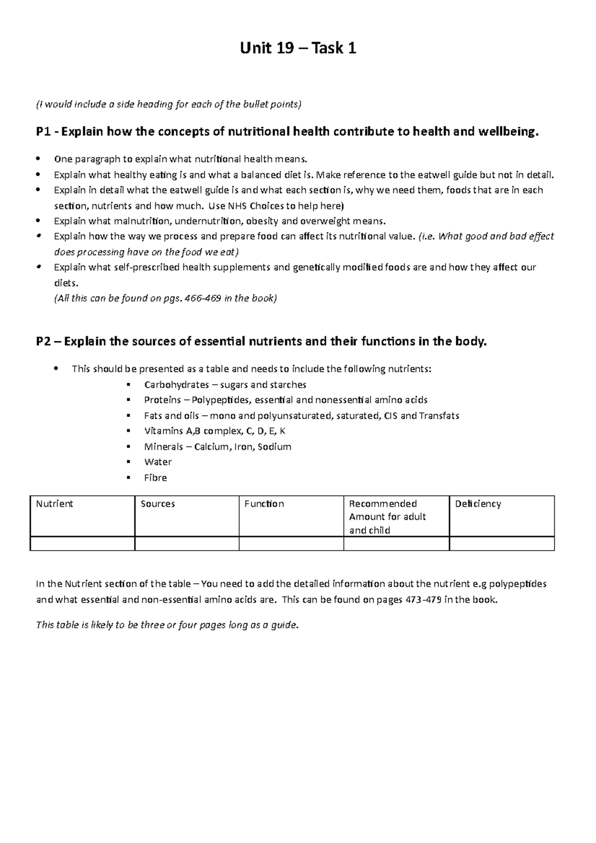 Unit 19 - Task 1 3 - Helpful information - Unit 19 – Task 1 (I would ...