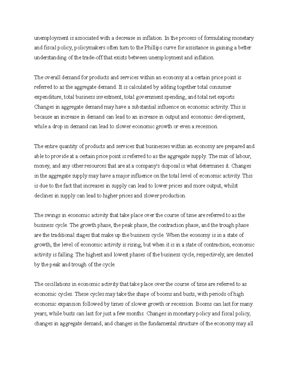 Macroeconomics and life-4 - unemployment is associated with a decrease ...