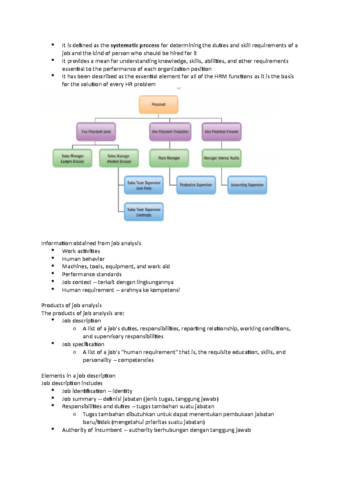 Job Analysis - It is defined as the systematic process for determining ...
