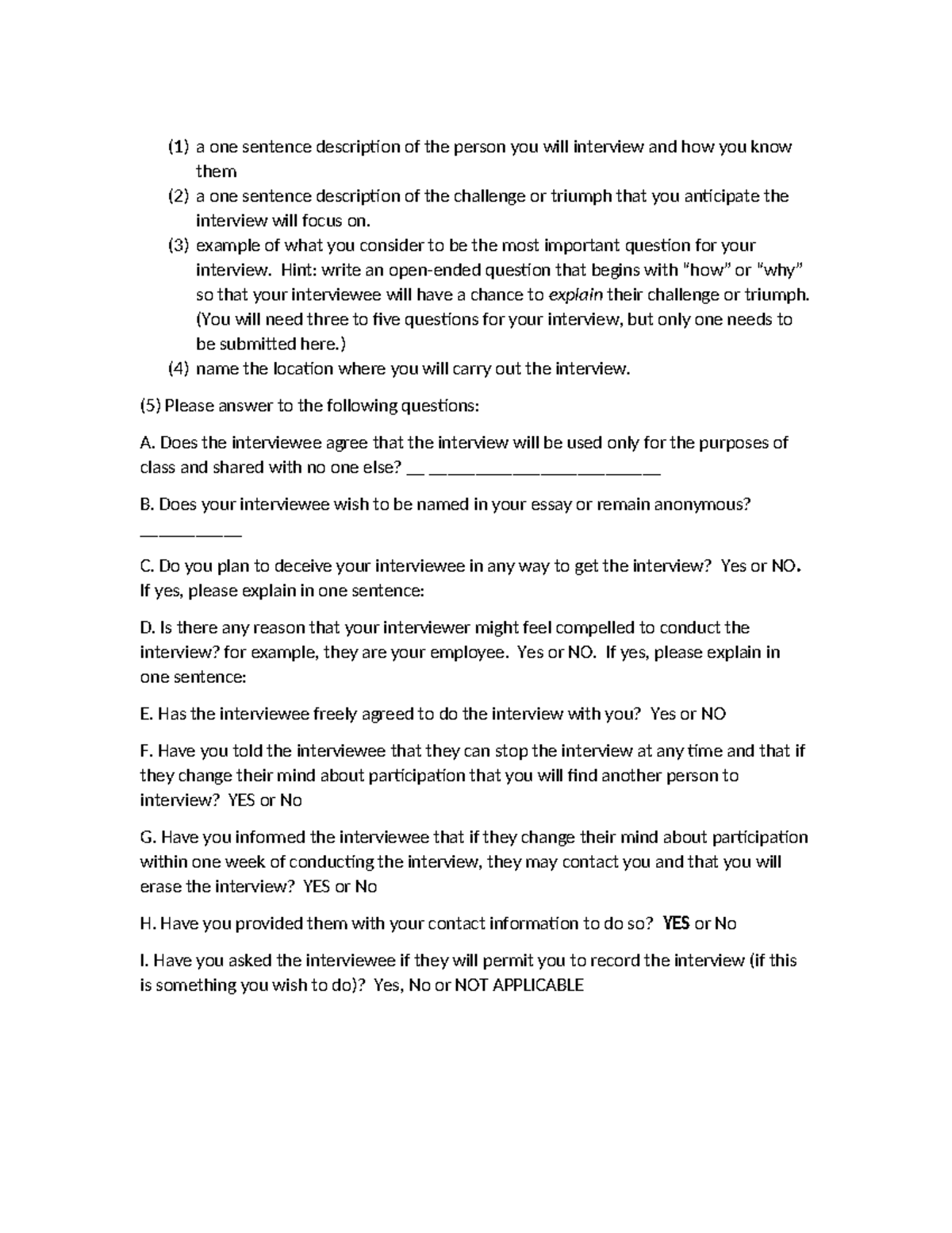 GEOG 210 mini-proposal - (1) a one sentence description of the person ...