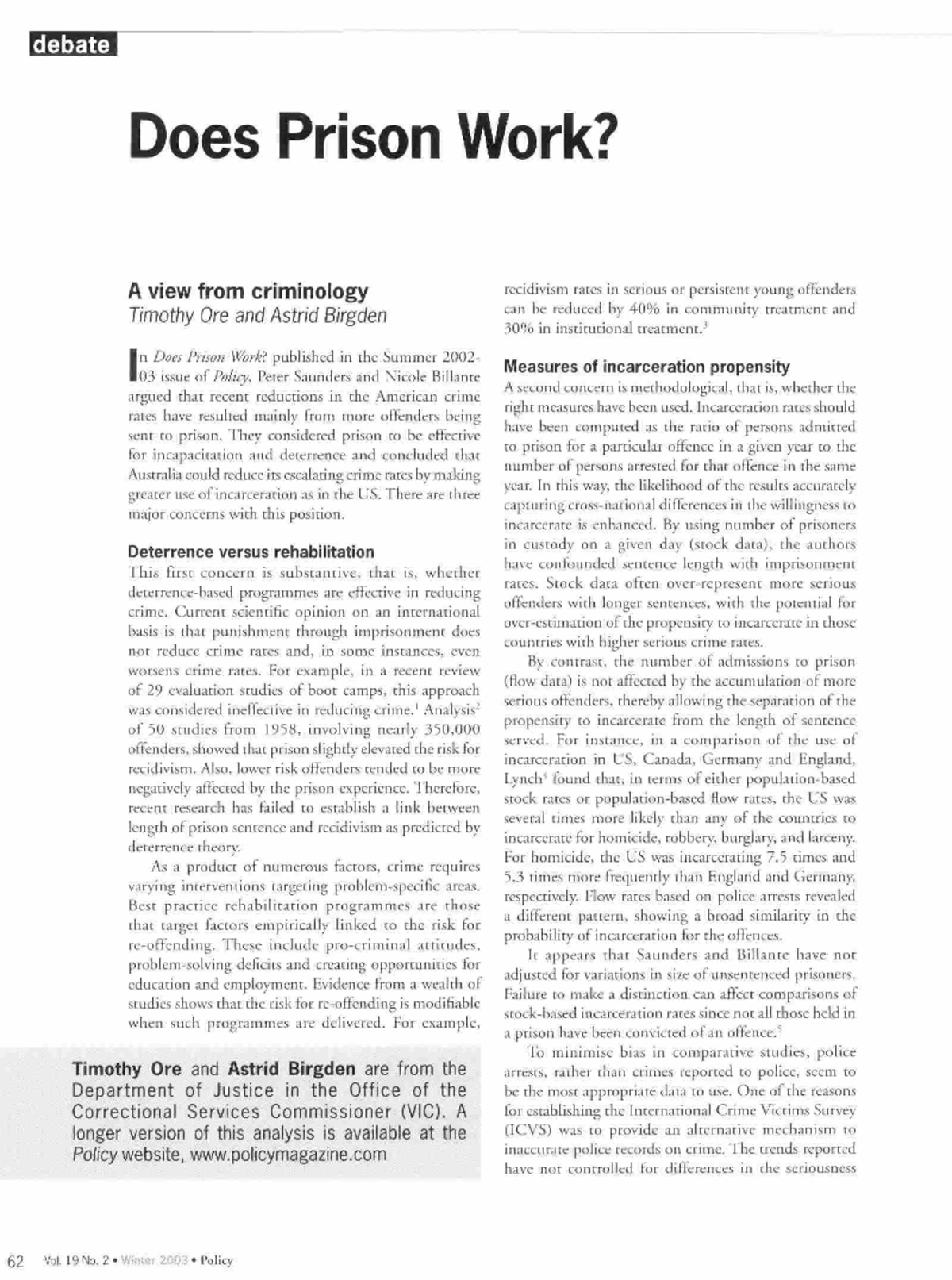 Criminology does prison work - Studocu