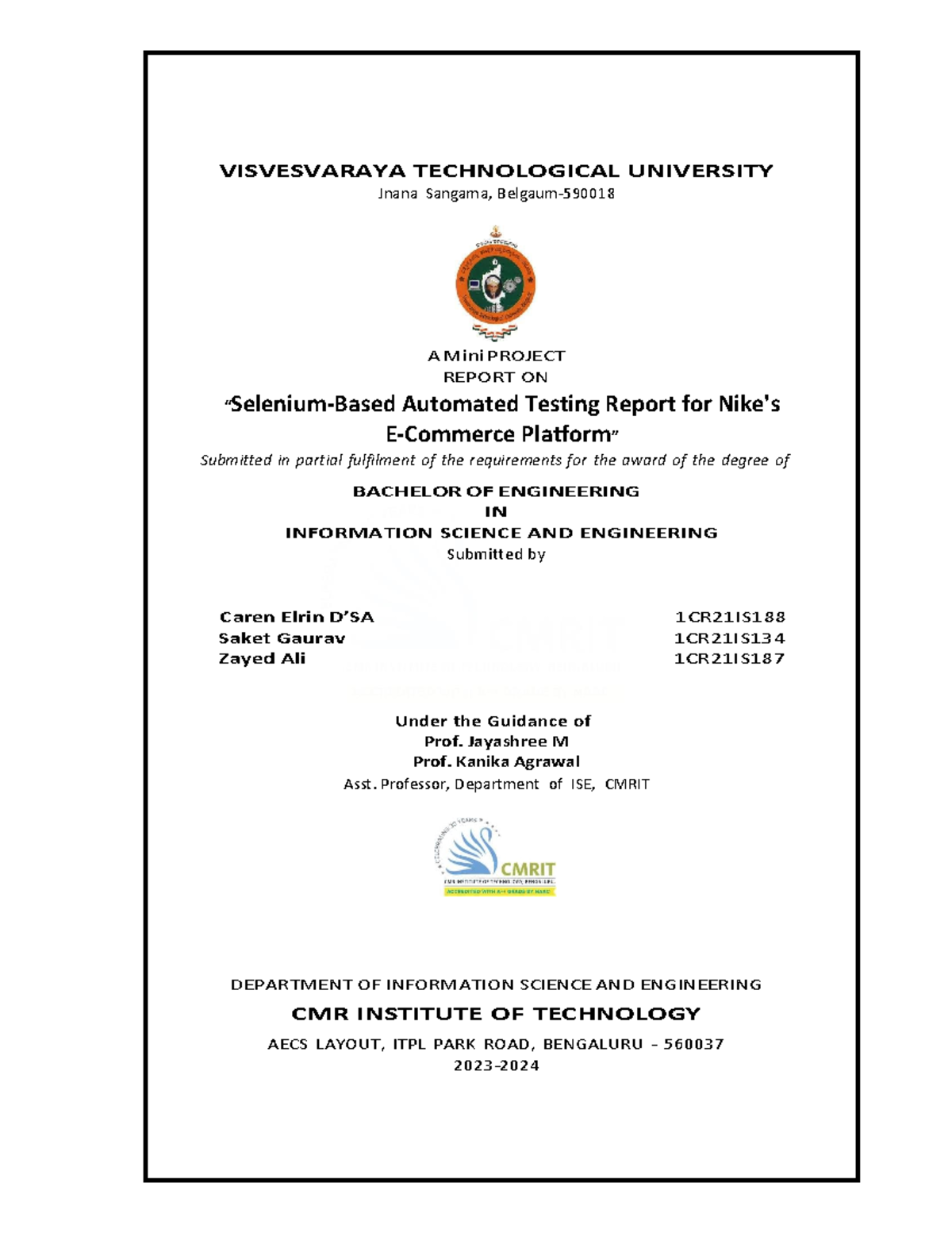 ST Project Report caren - VISVESVARAYA TECHNOLOGICAL UNIVERSITY Jnana ...