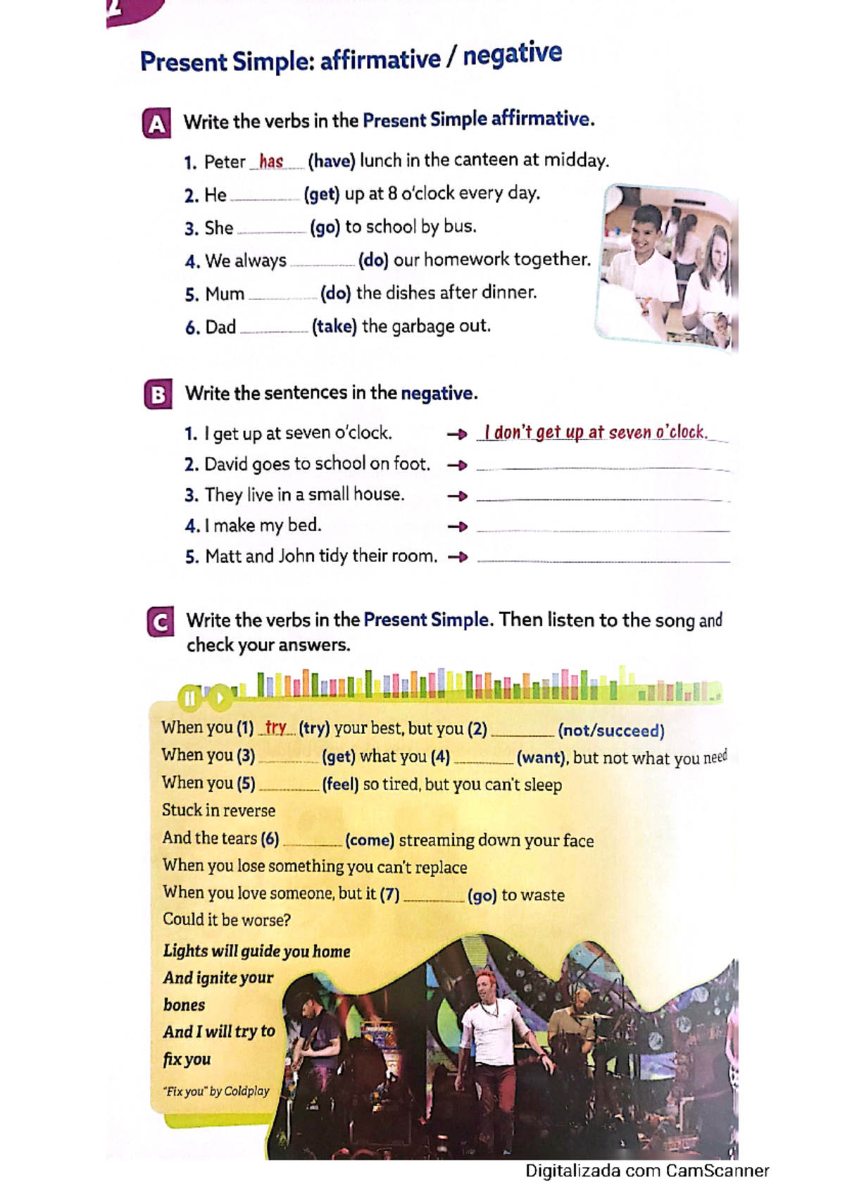 Ficha livro present simple - Comunicação e Linguagem - Studocu