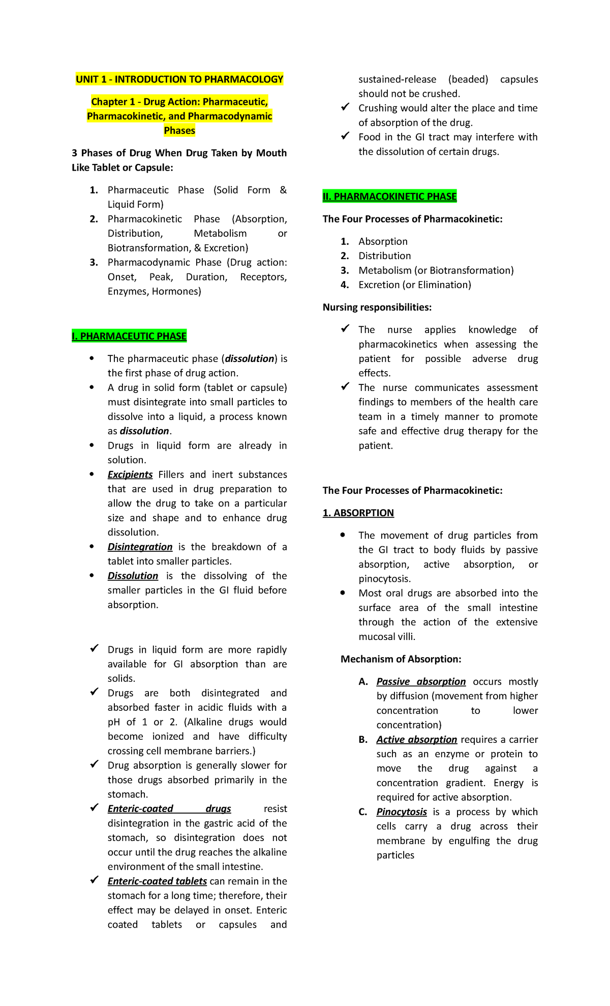 Chapter 1 (Drug Action-Pharmaceutic, Pharmacokinetic, Pharmacodynamic ...