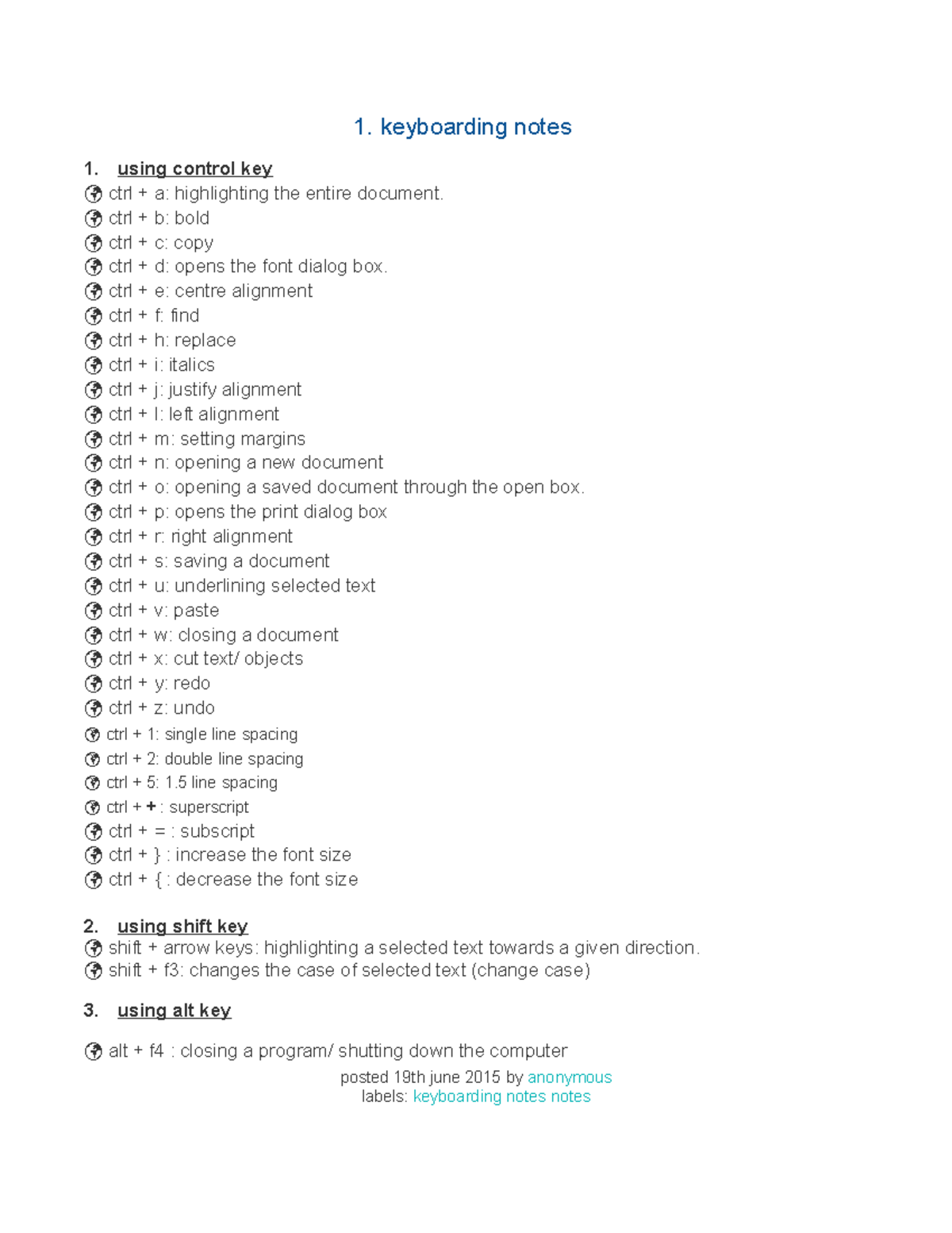 Keyboarding Notes - useful study materials for ICT students - 1 ...