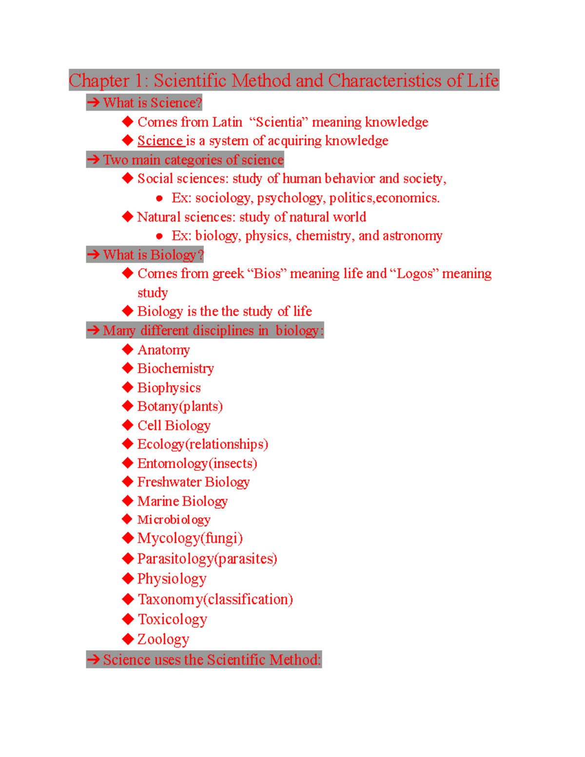 Intro to Biology Chapter 1 - Chapter 1: Scientific Method and ...