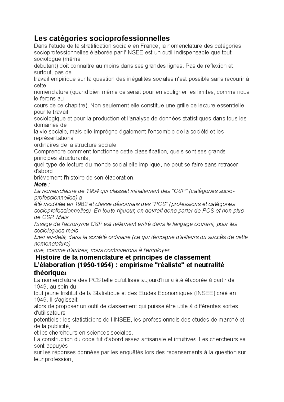Les catégories socioprofessionnelles - Les catégories ...