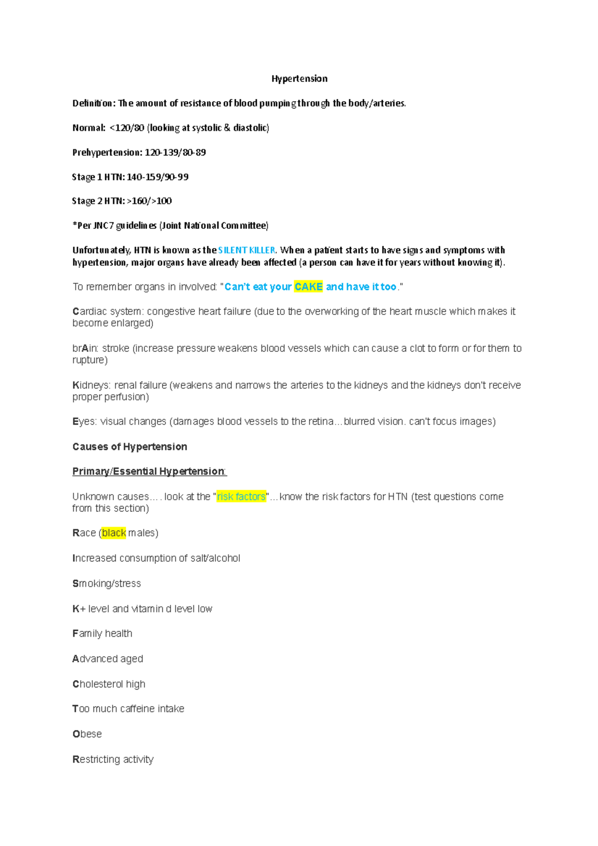 Hypertension - notes with practice questions - Hypertension Definition ...
