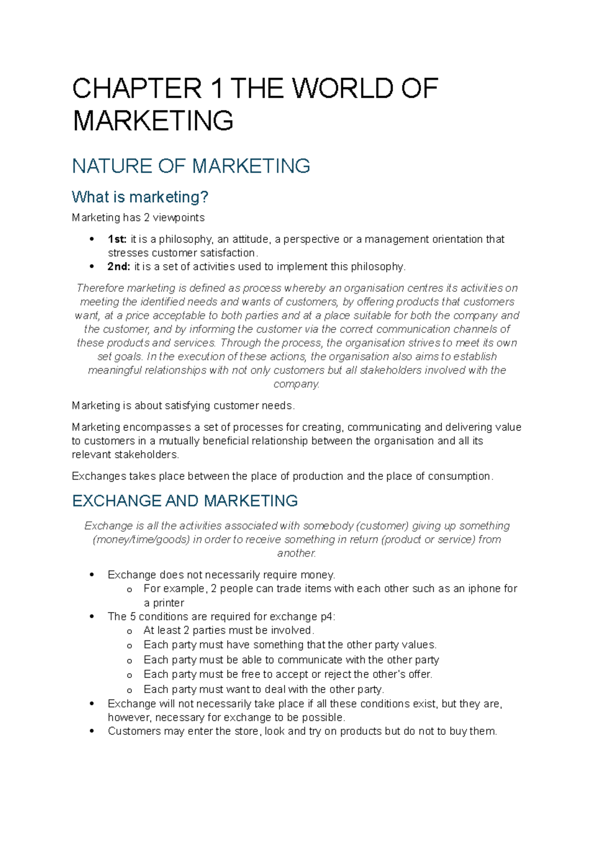 Chapter 1 THE World OF Marketing - CHAPTER 1 THE WORLD OF MARKETING ...