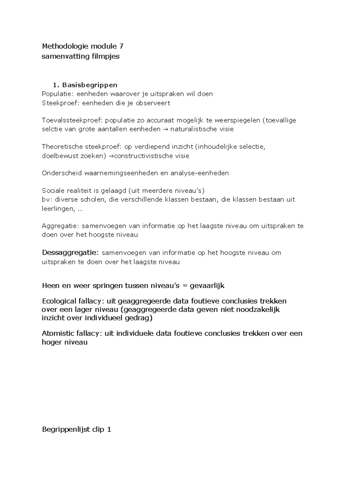 Methodologie module 7 - .. Aggregatie: samenvoegen van informatie op ...