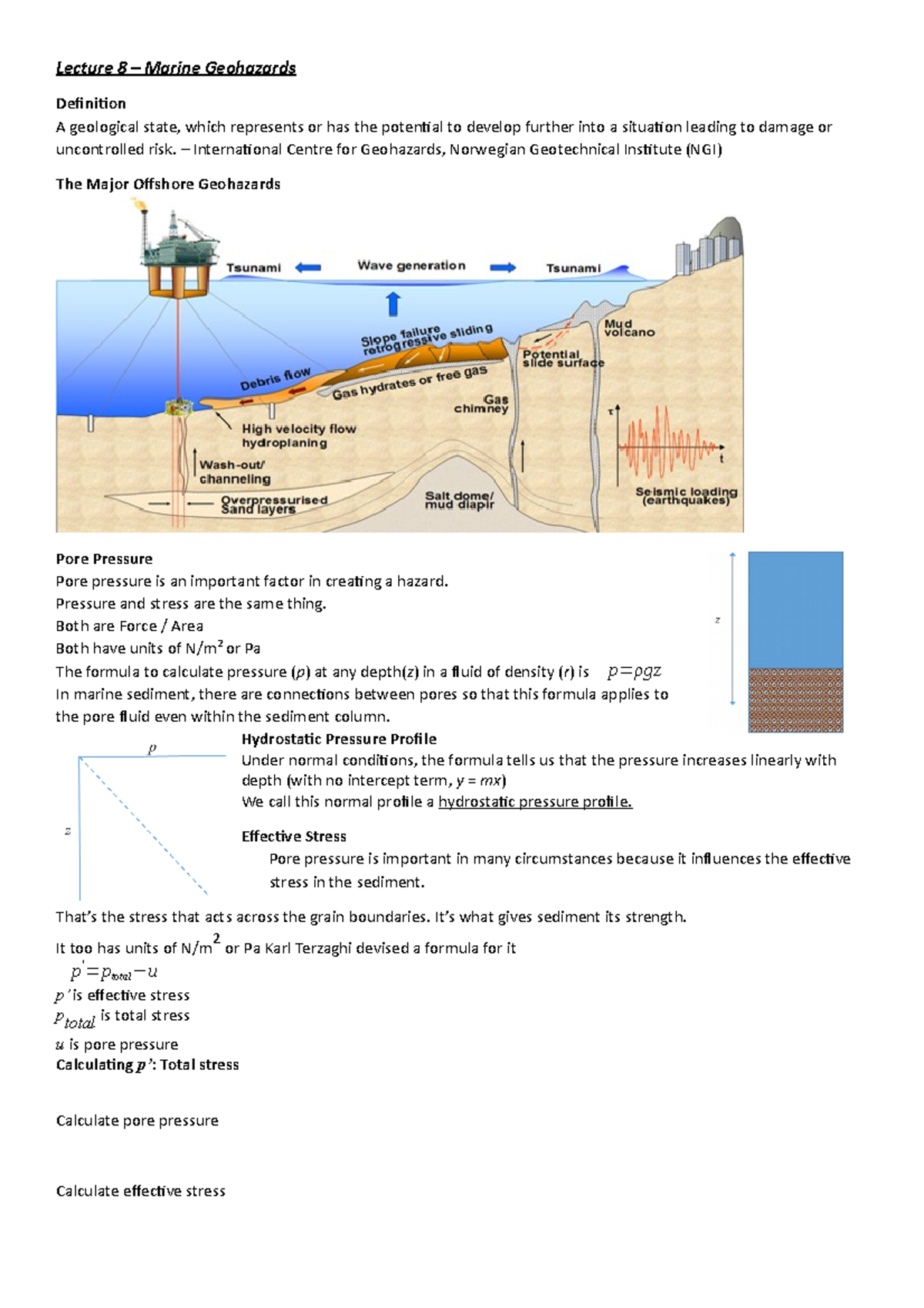 Lecture 8 - Marine Geohazards - Lecture 8 – Marine Geohazards Deiniion ...