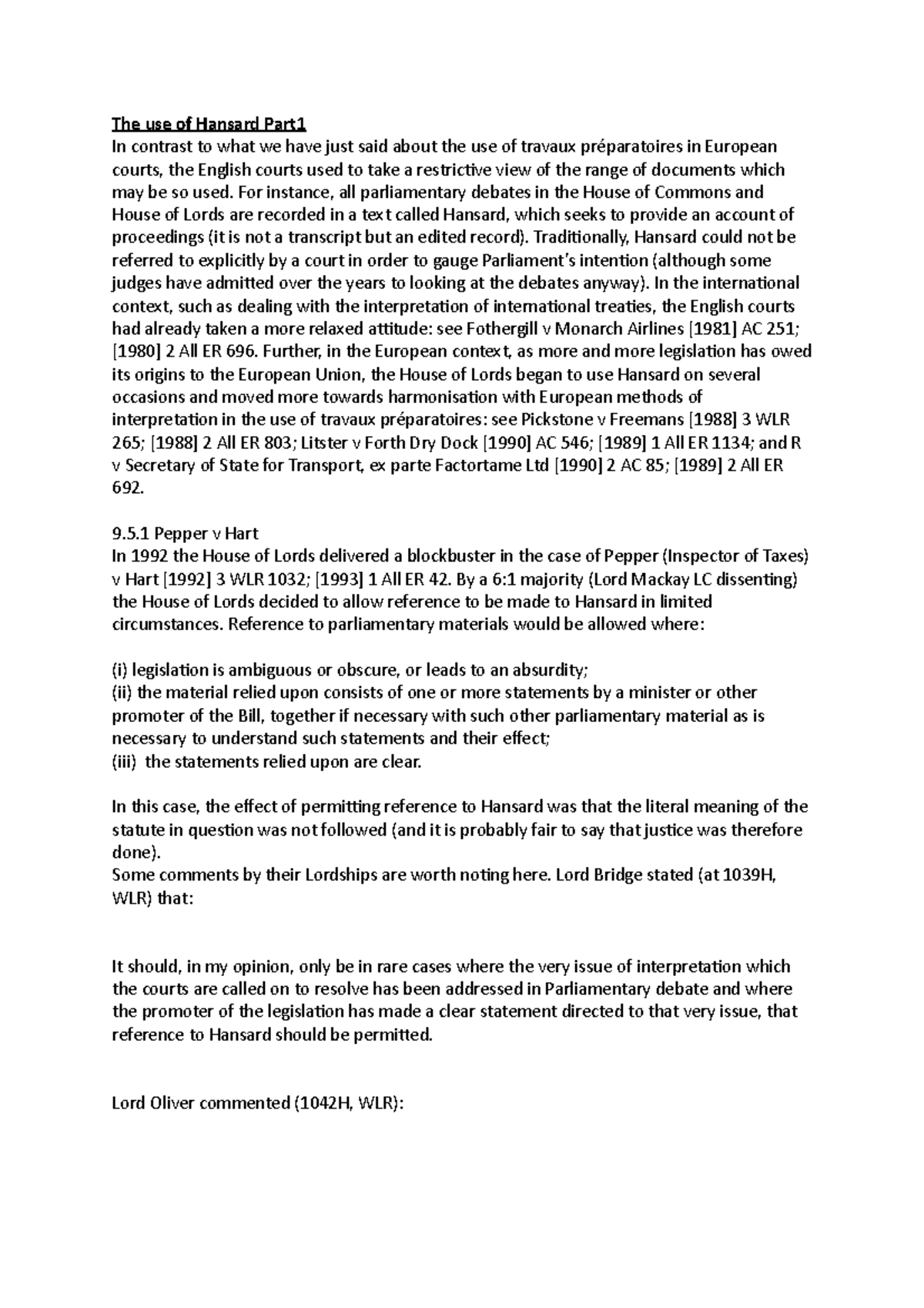 The use of Hansard Part1 - For instance, all parliamentary debates in ...