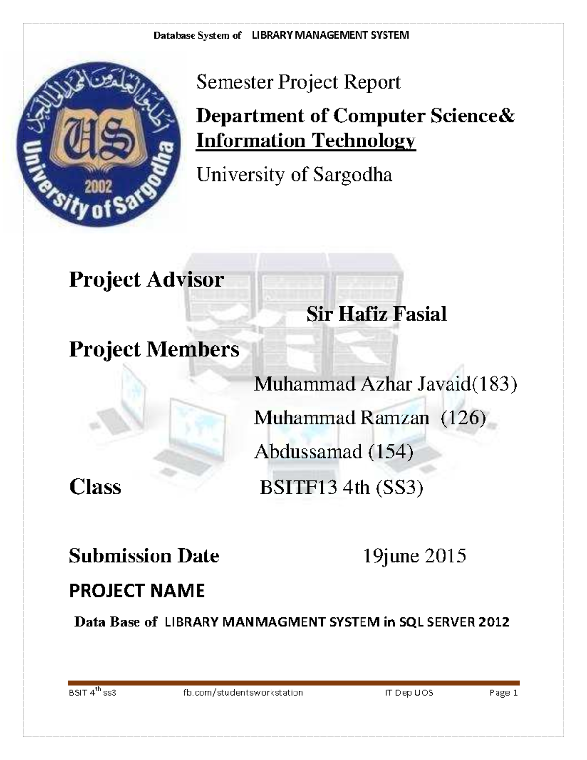 Database system for library management s - Semester Project Report ...