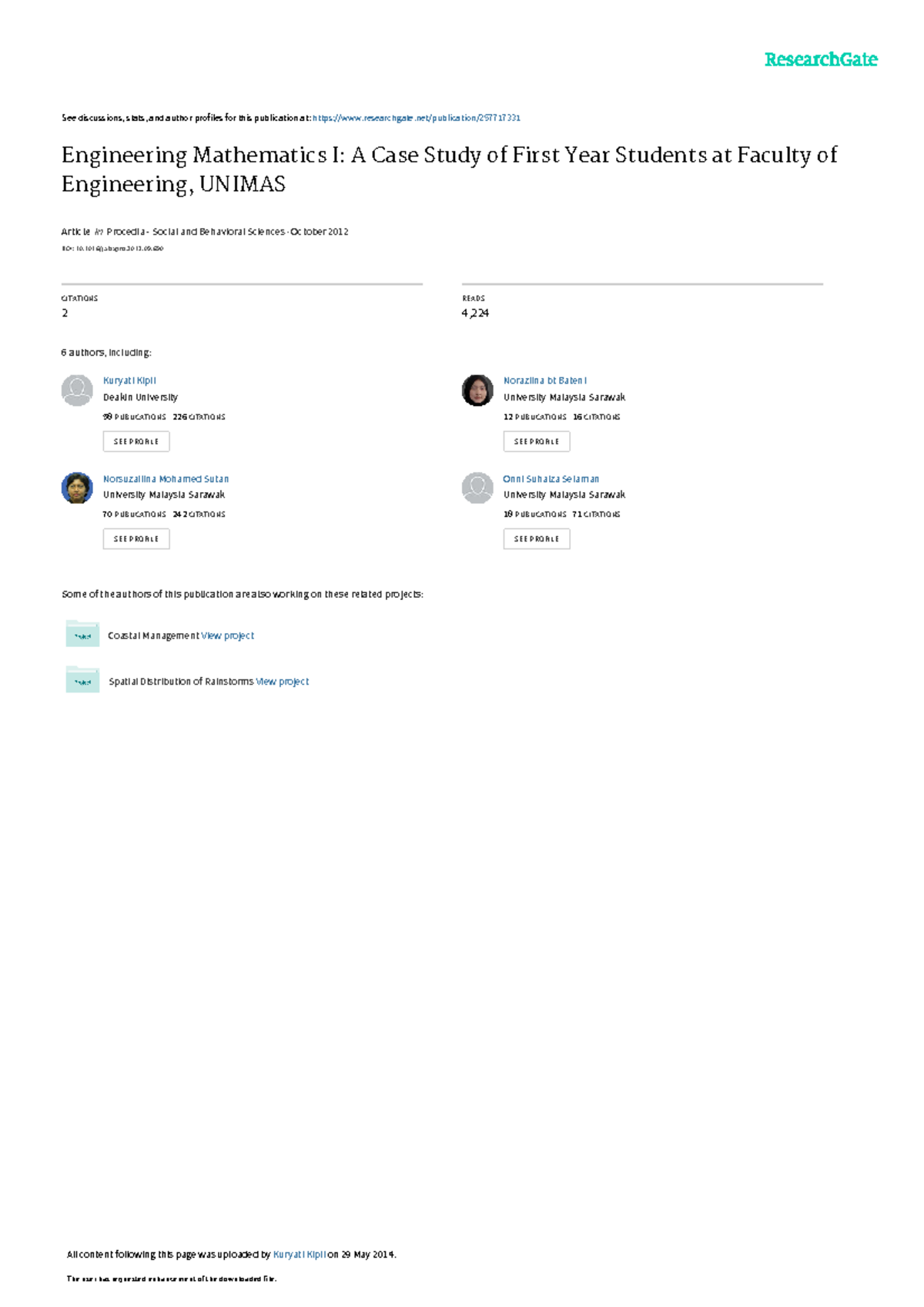 Engineering Mathematics I A Case Study of First Ye - See discussions ...