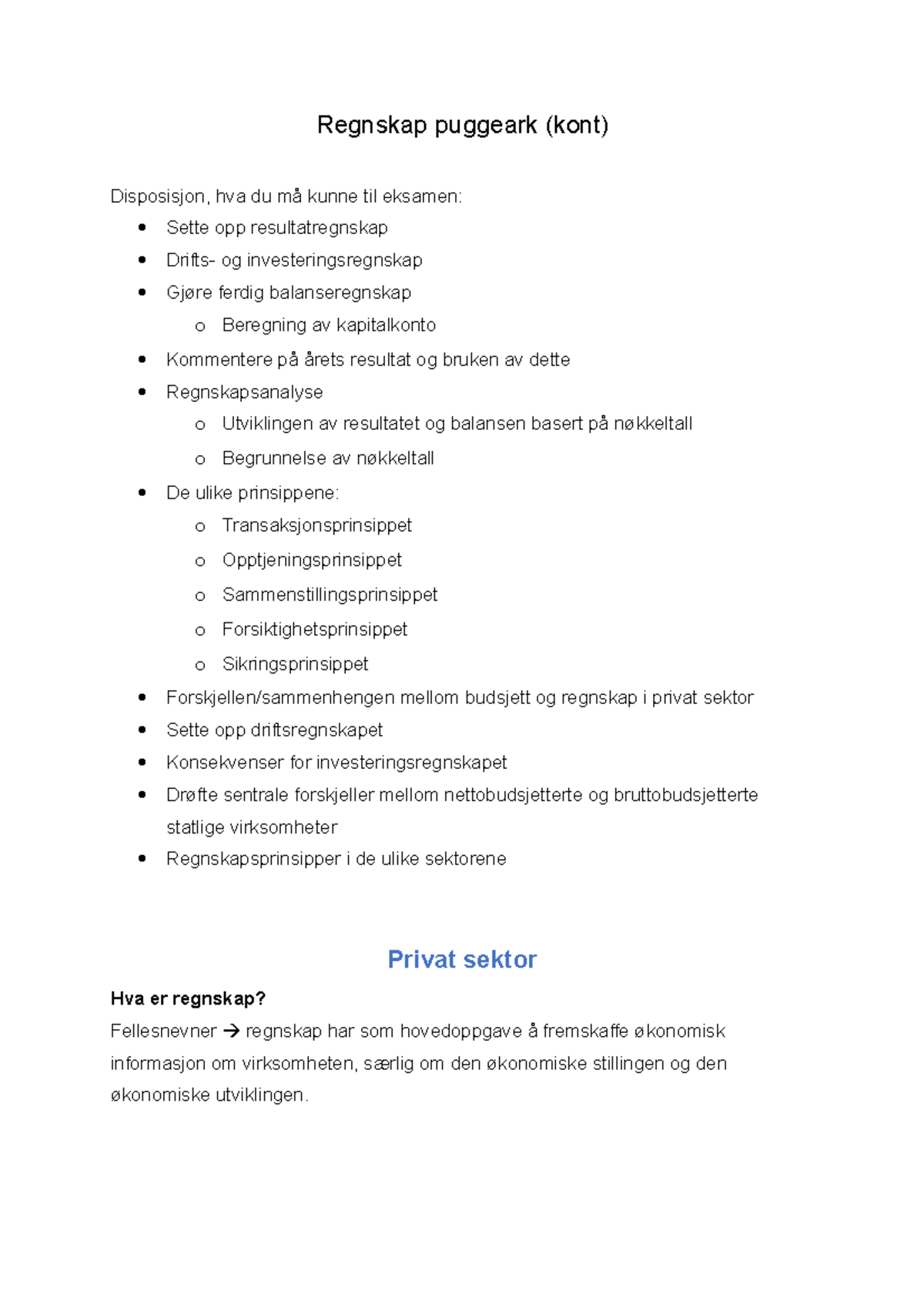 Regnskap puggeark - Den økonomiske stillingen fremgår normalt av det vi ...