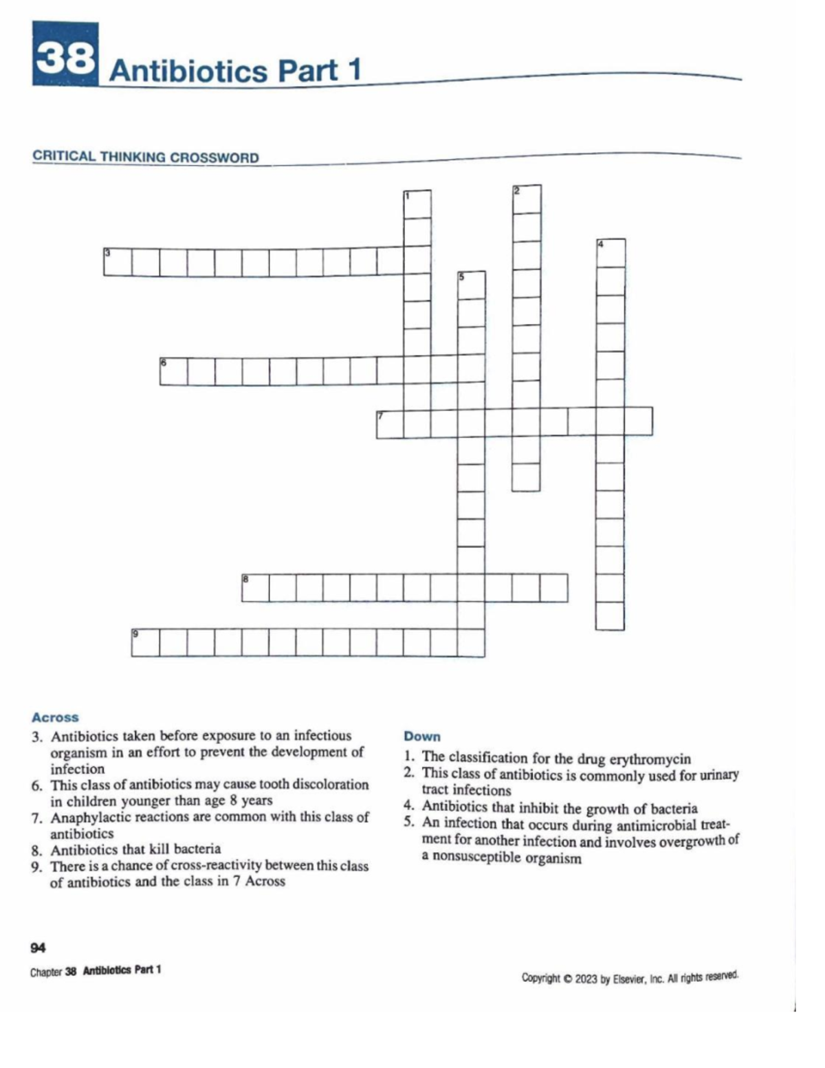 Antibiotic Crossword Puzzle - NUR 111 - Studocu