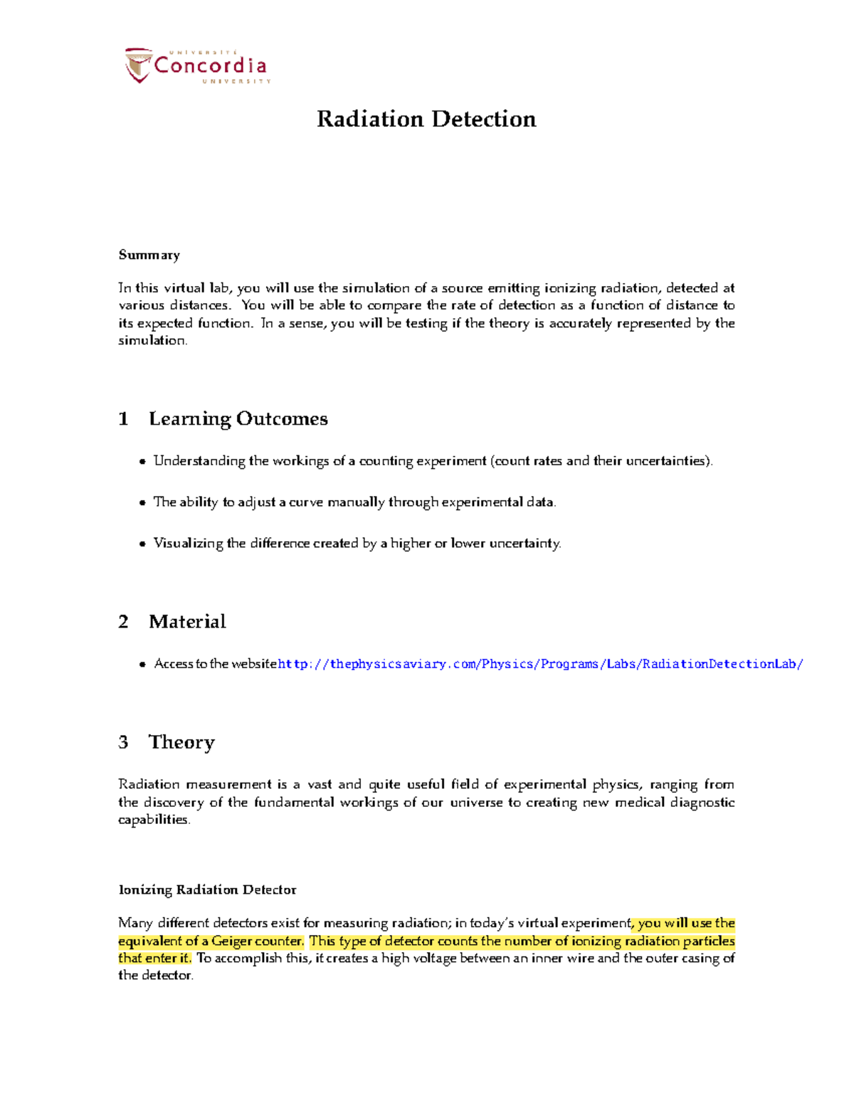 PHYS226 Radiation indiv Lab - Radiation Detection Summary In this ...