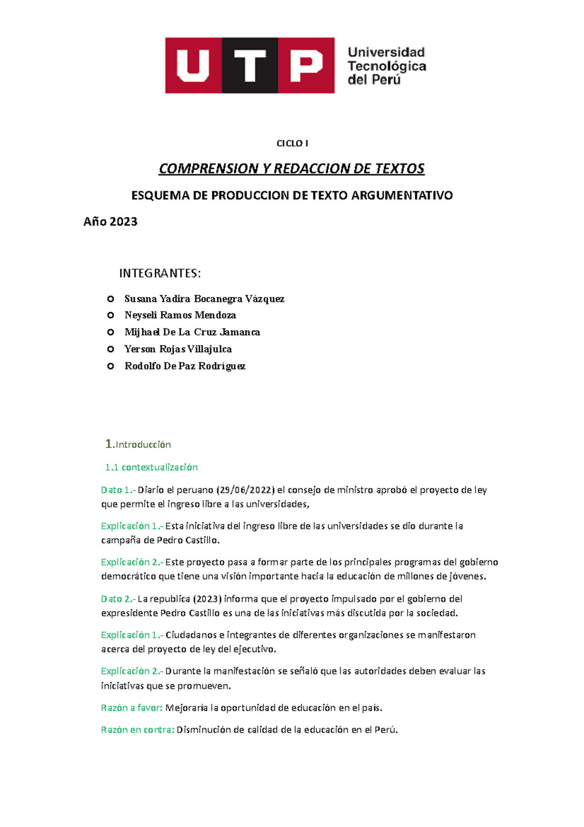 CYRT S6 esquema de produccion - CICLO I COMPRENSION Y REDACCION DE ...