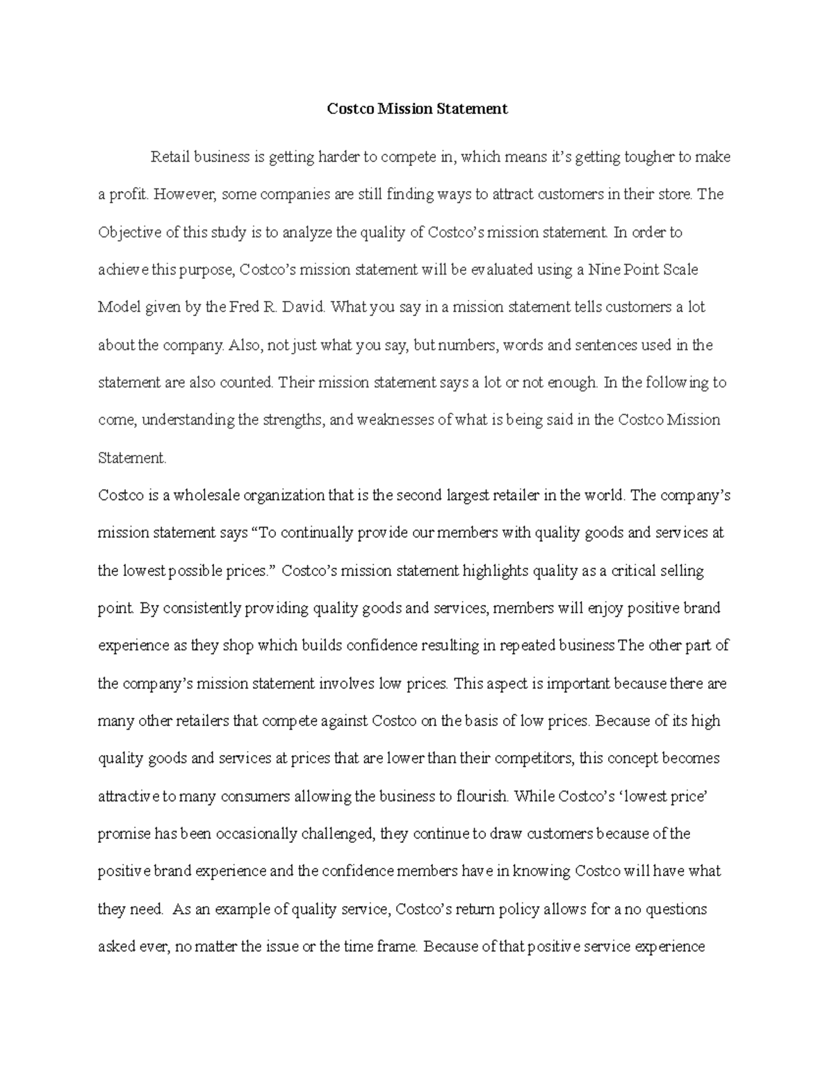 Evaluate Costco Mission Statement - Costco Mission Statement Retail ...