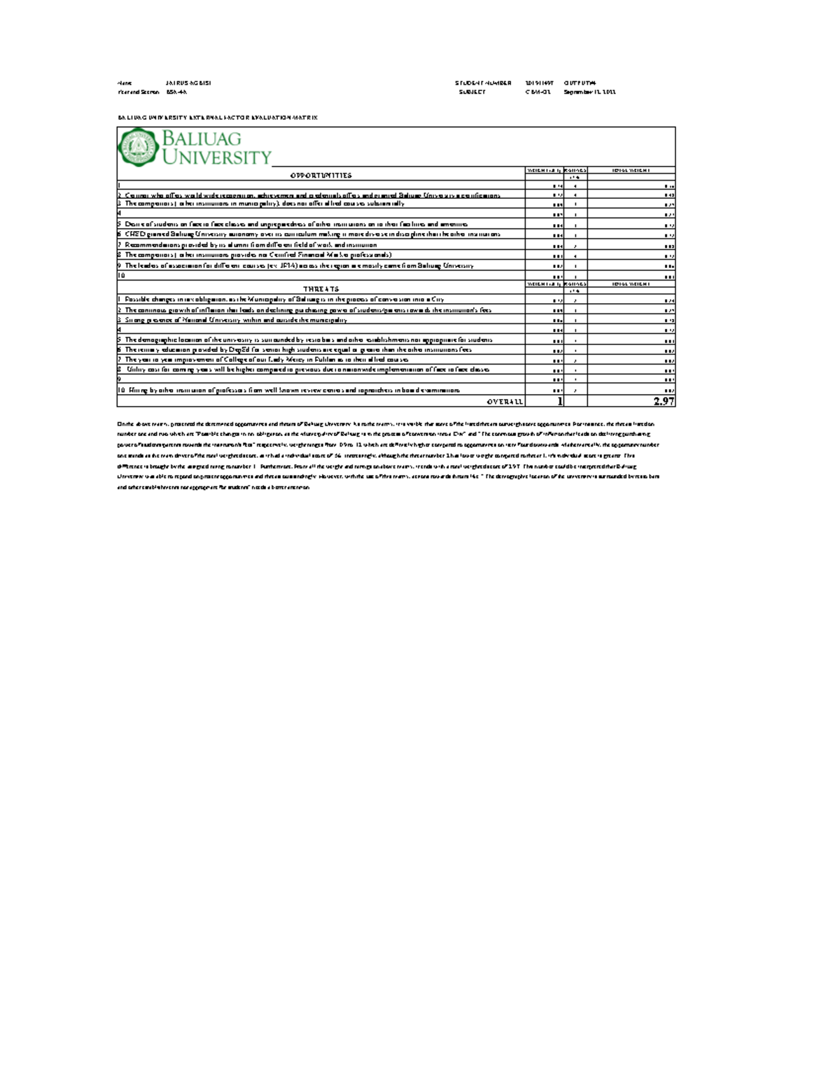 Sample - Name: JAIRUS AGBISI STUDENT NUMBER: 201911497 OUTPUT# Year and ...