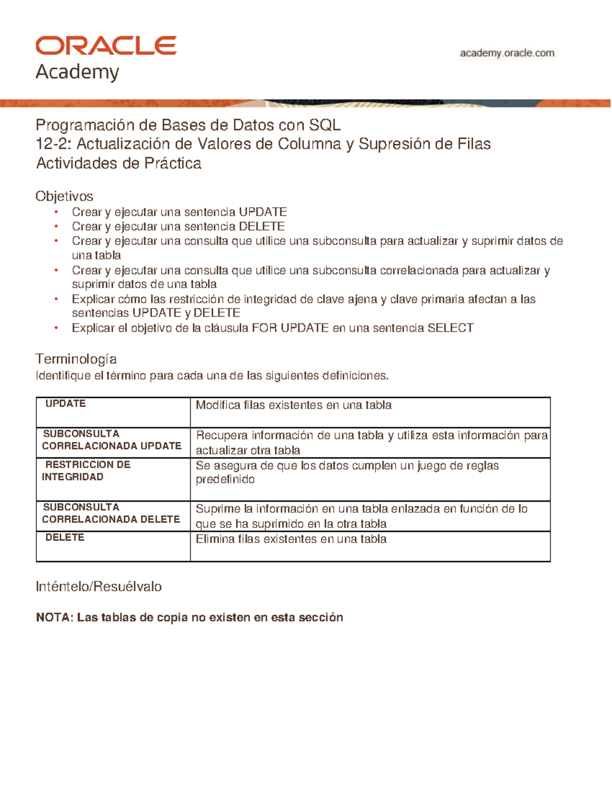 DP 12 2 - Practica - Programación de Bases de Datos con SQL 12 - 2: Actualización de Valores de ...