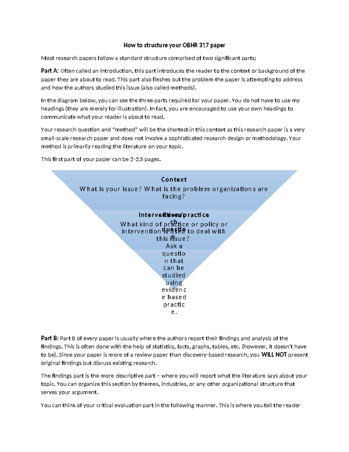 How to structure your OBHR 317 paper - This part also fleshes out the ...