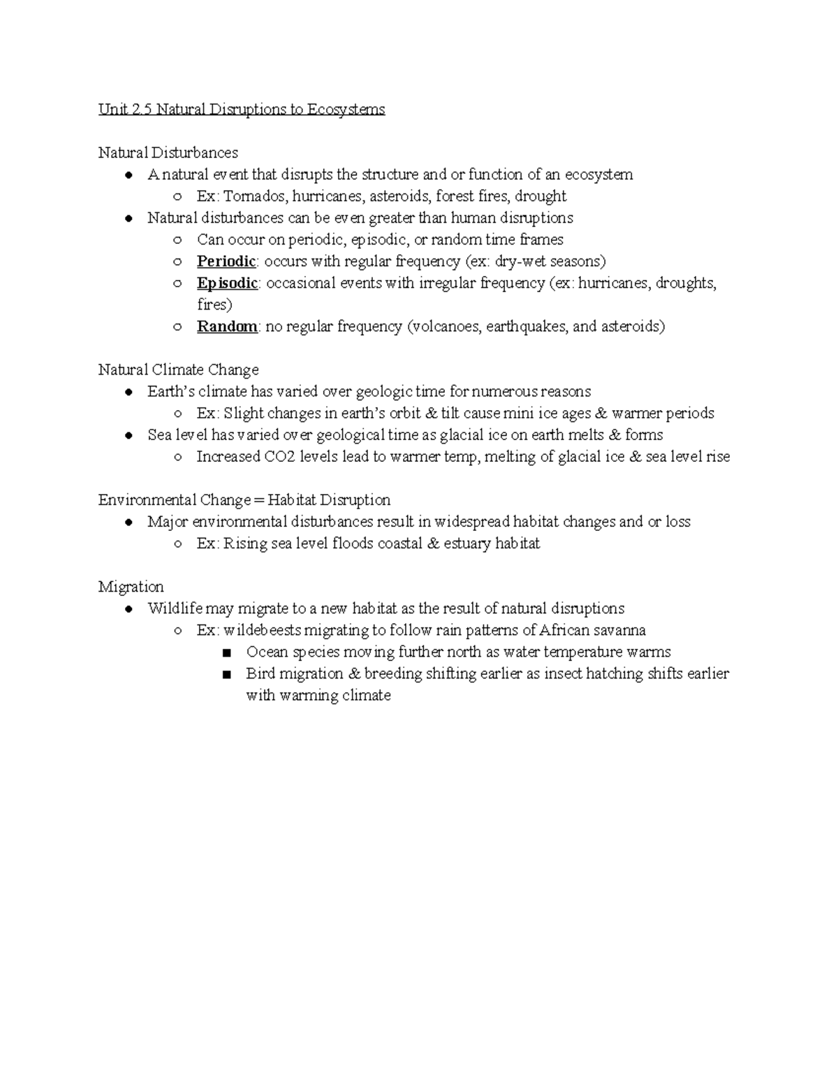 Copy of Unit 2.5 Natural Disruptions to Ecosystems - Unit 2 Natural ...