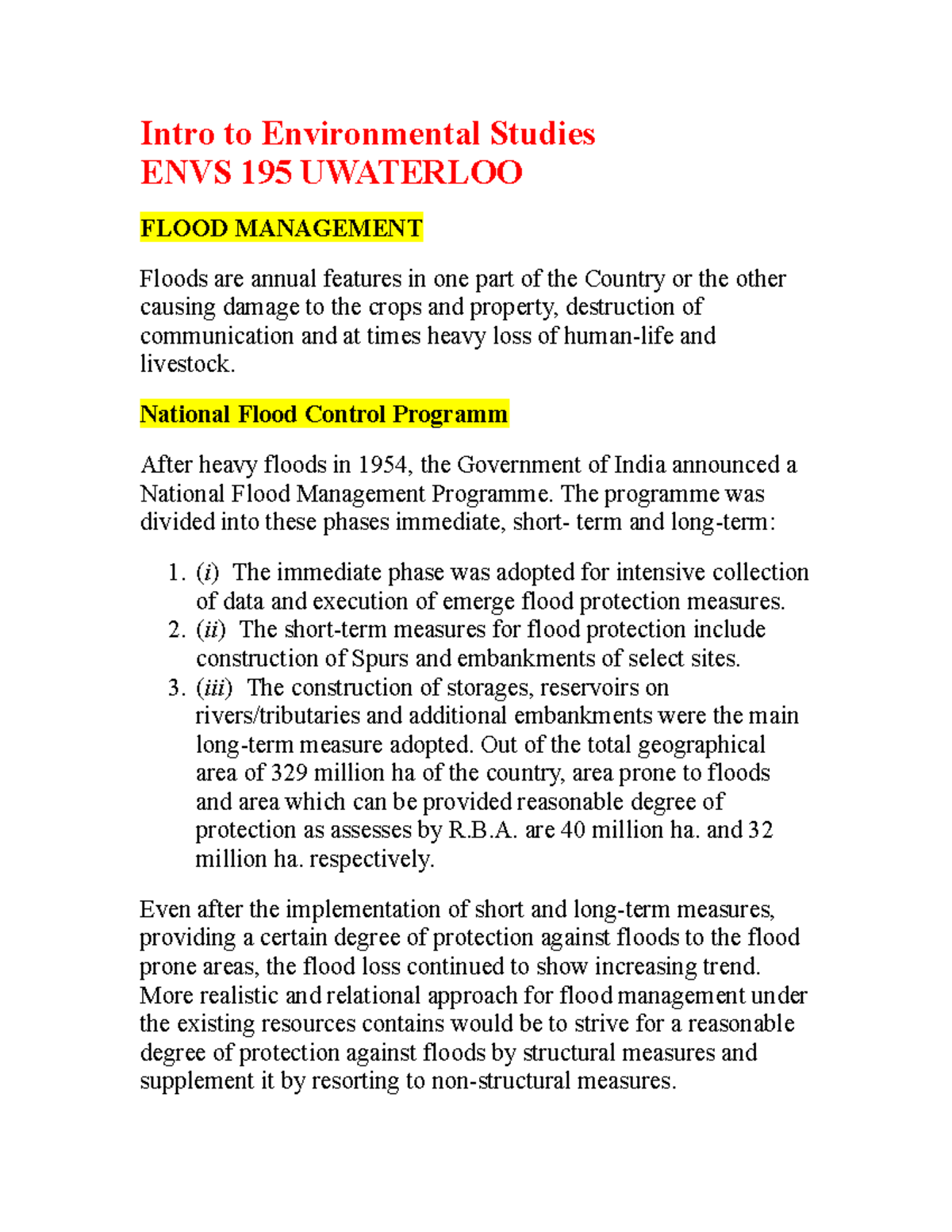 Intro to Environmental Studies MDL2B - Intro to Environmental Studies ...
