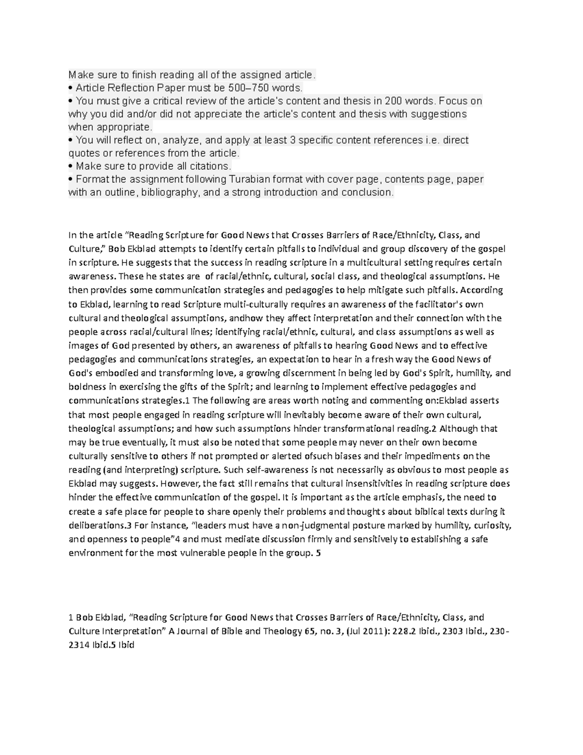 Gl db1 - coursework - Make sure to finish reading all of the assigned article. Article ...