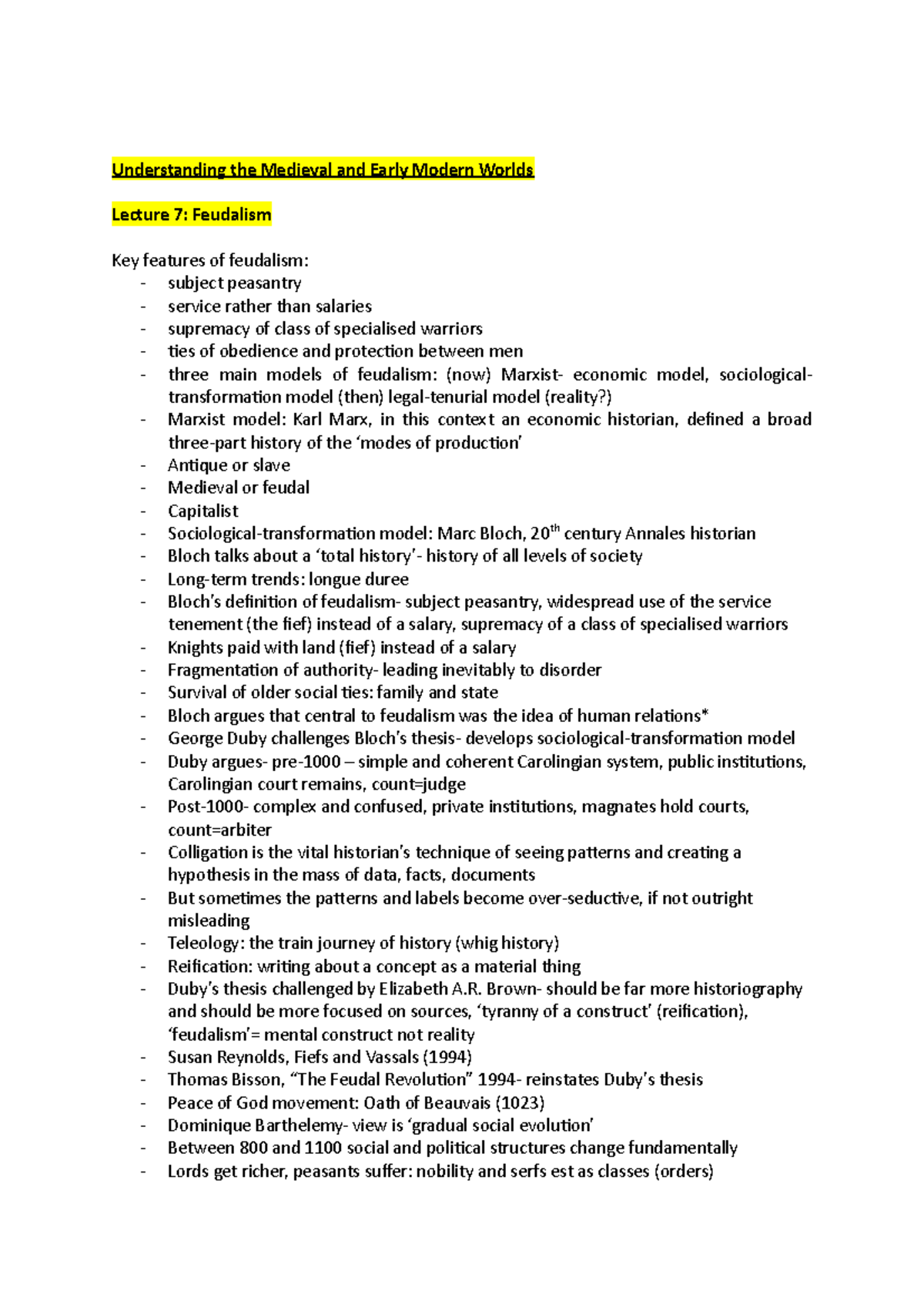 Medieval World Lecture 7 - Understanding the Medieval and Early Modern ...