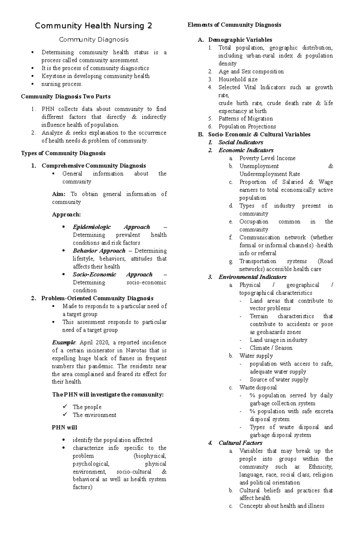 CHN 2 Midterms Transes - Lecture notes - Community Health Nursing 2 ...