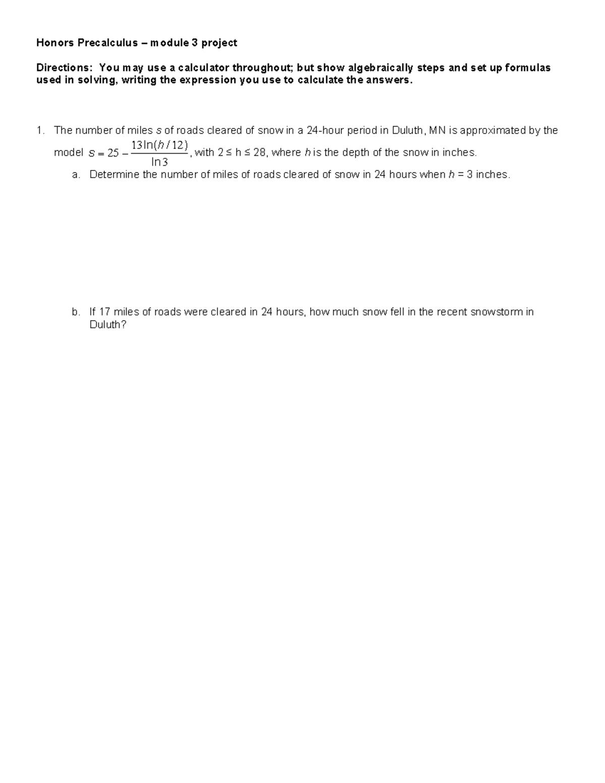 Honors+Precalculus+module+3+honors+assignment and the math is the great ...