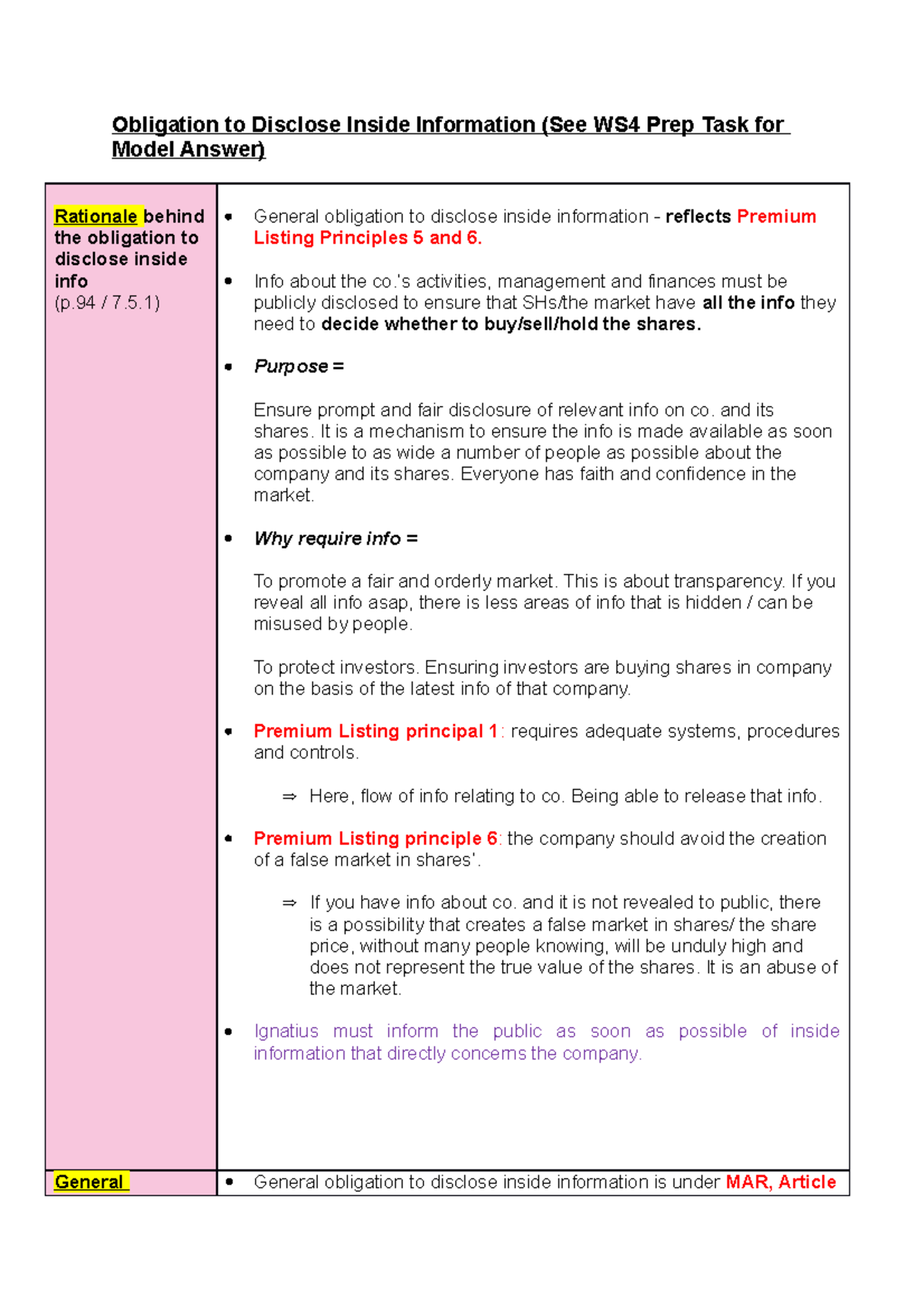 12. Inside Information - Obligation to Disclose Inside Information (See ...