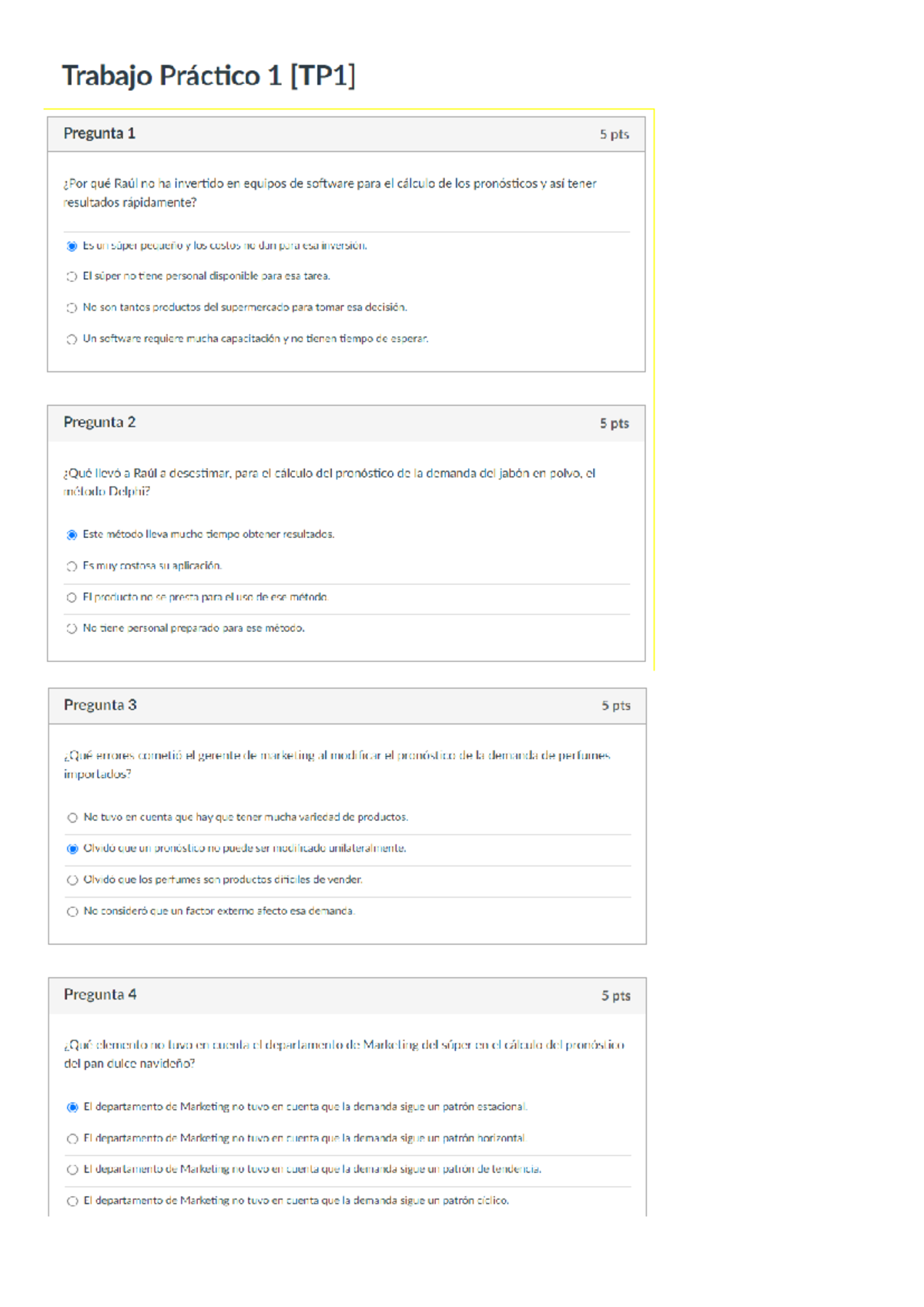 TP1 - Produccion II 95% - 95% - Trabajo Práctico 1 Pregunta 1 5 pts qué Raúl no ha invertido en ...