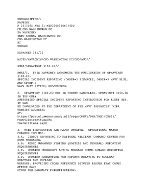 Opnavinst 3100.6H Special Incident Reporting ( Oprep 3) - USNA INSTRUCTION 3100 From ...