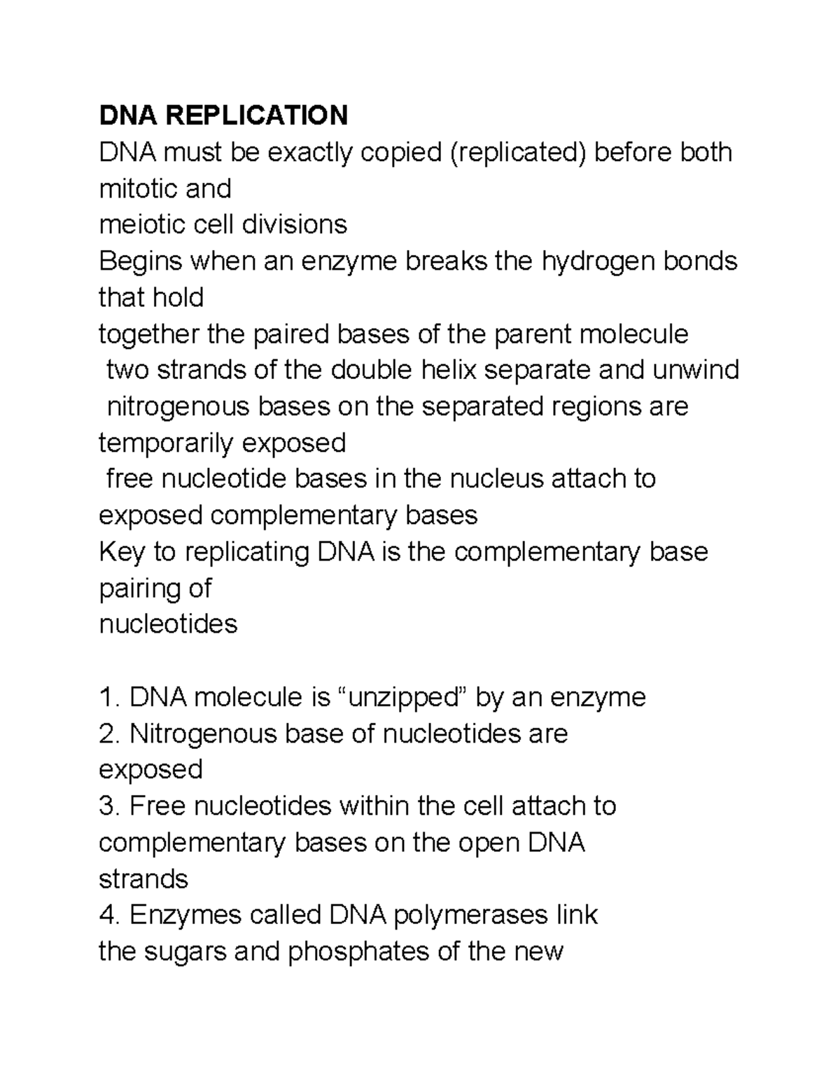 BIOL 1345 Module 8 Cell Reproduction - DNA REPLICATION DNA must be ...