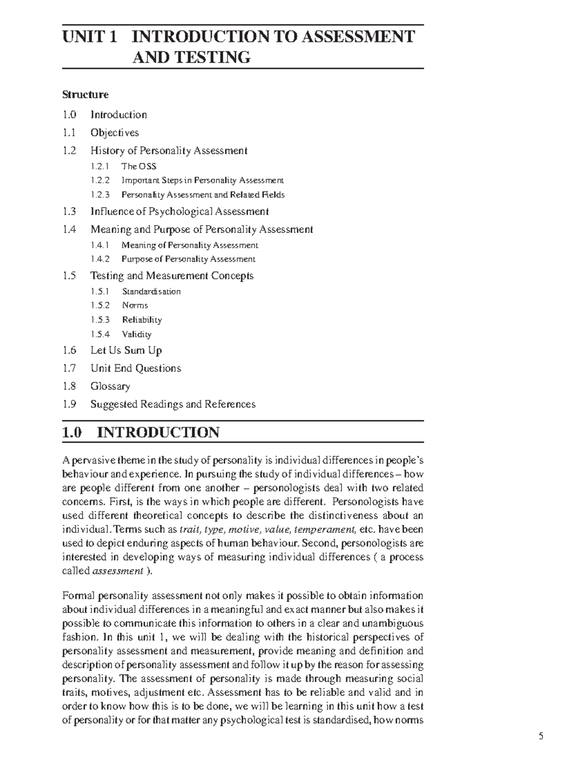 Unit-1 - Unit 1 for mapc - Introduction to Assessment UNIT 1 INTRODUCTION TO ASSESSMENT and ...
